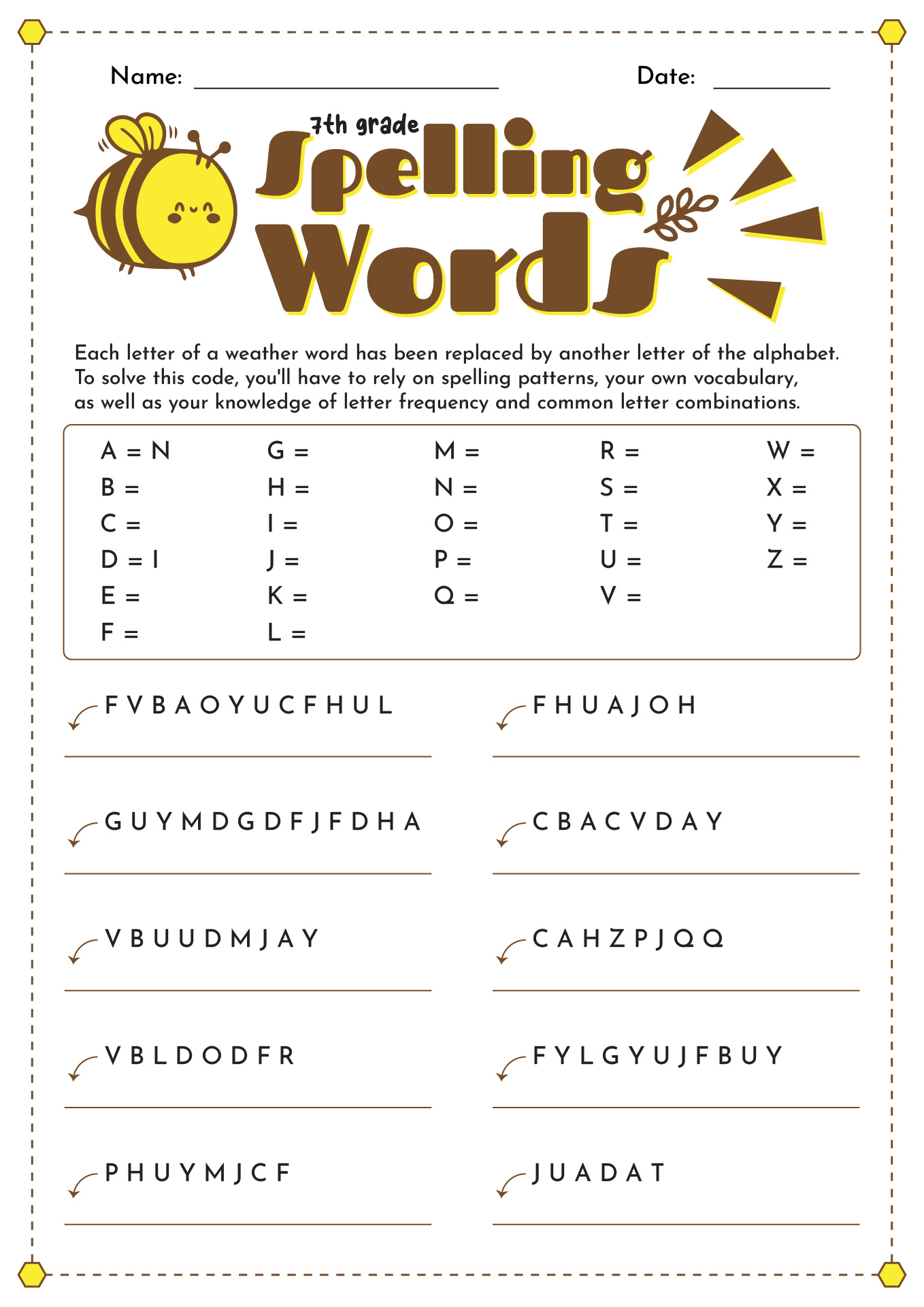 Printable 7Th Grade Vocabulary Worksheets Englishlinx