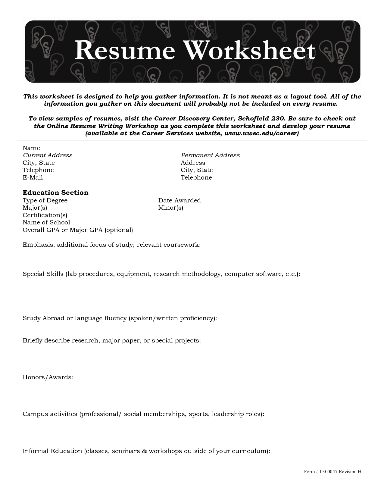 19 Best Images of Resume Format Worksheet - High School Resume ... 19 Best Images of Resume Format Worksheet - High School Resume ...