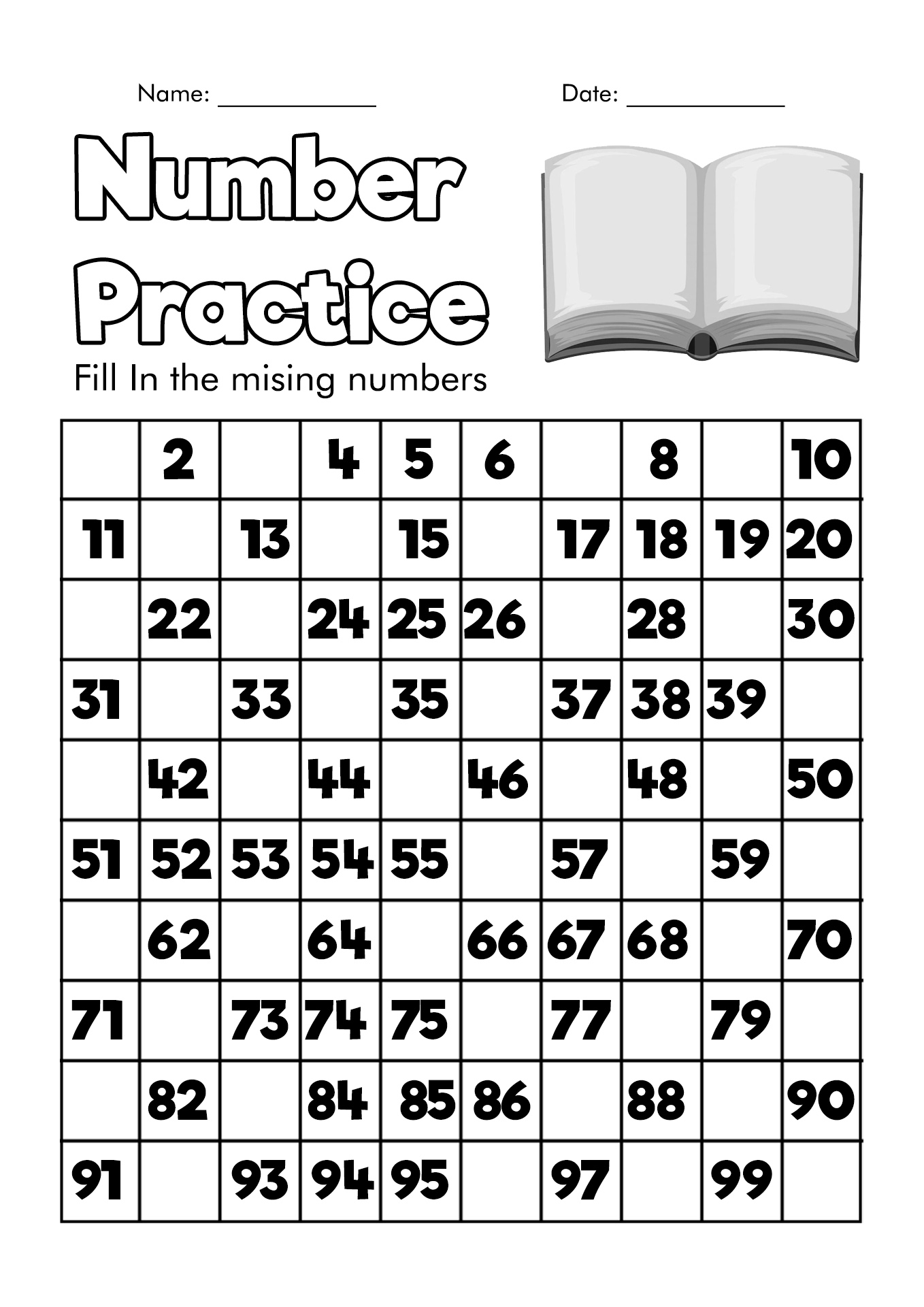 Write Numbers 1 To 100 Worksheet