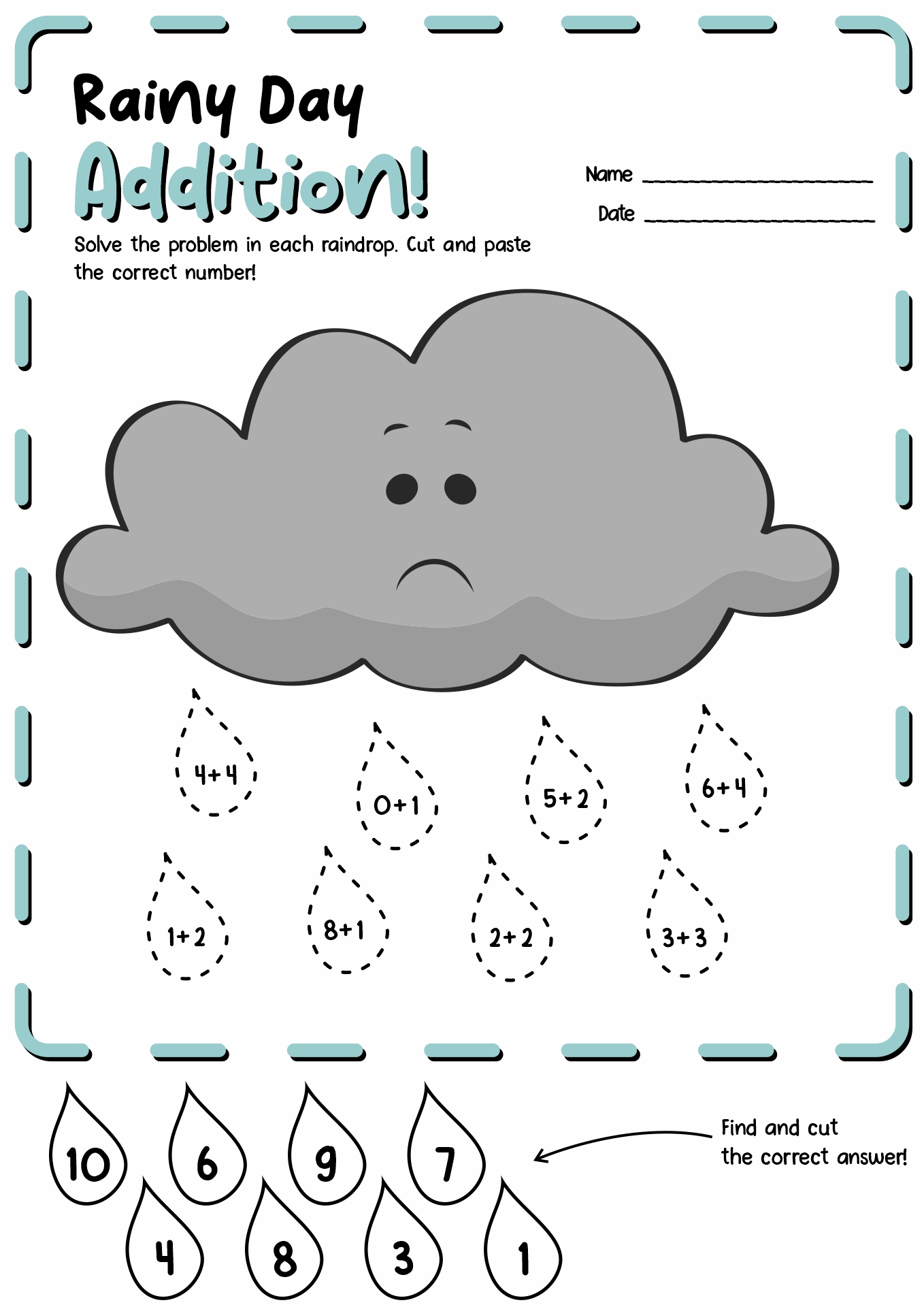 Math Cut And Paste Worksheets