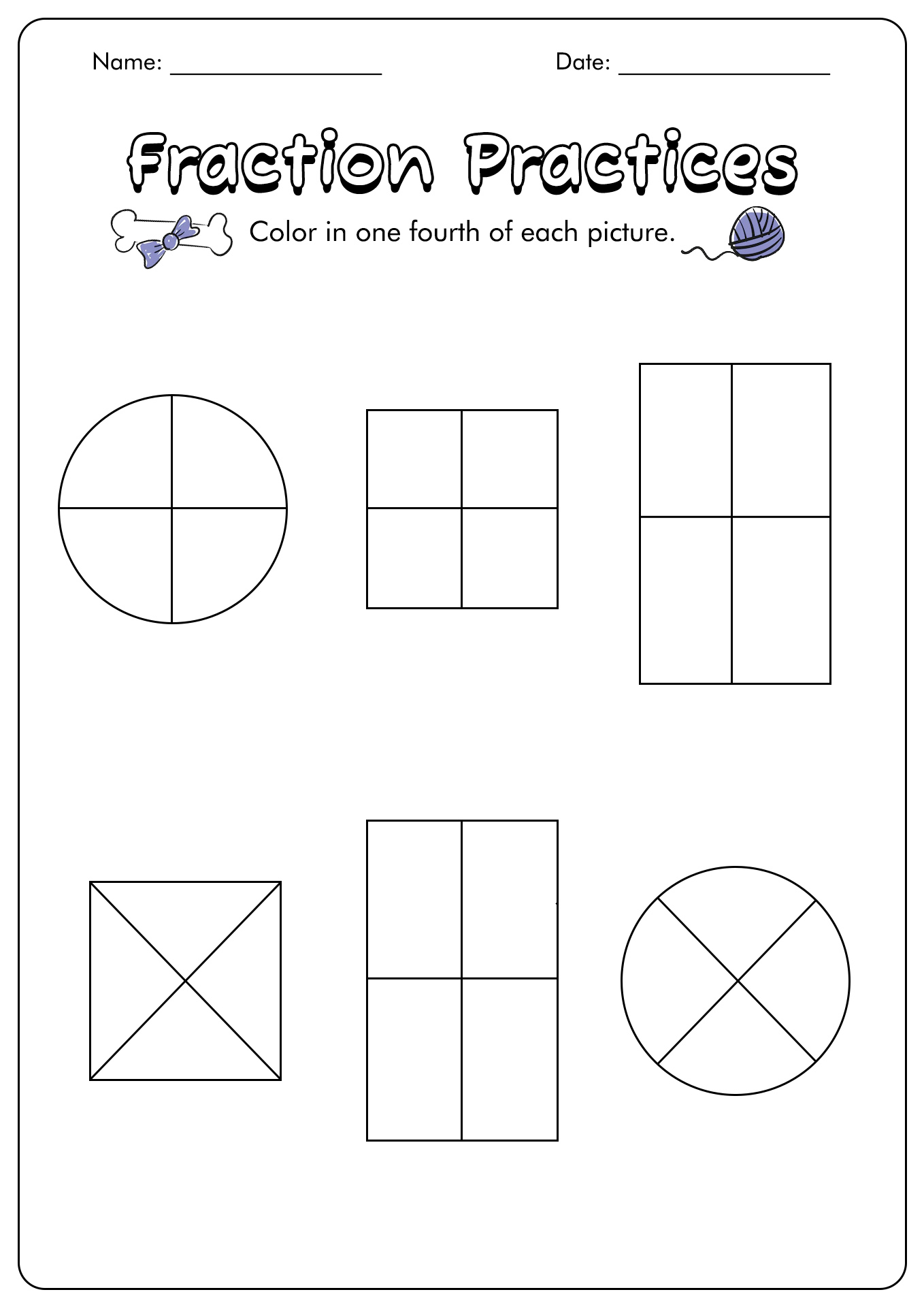 Fractions Quiz Fractions 1st Grade Math Worksheets 1st Grade Worksheets 