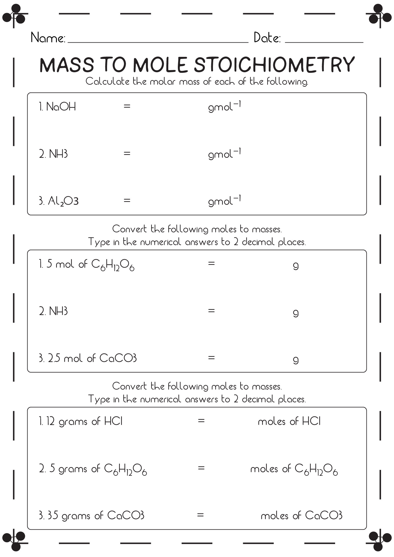 18 Best Images Of Mole Conversion Problems Worksheet Answers Mole