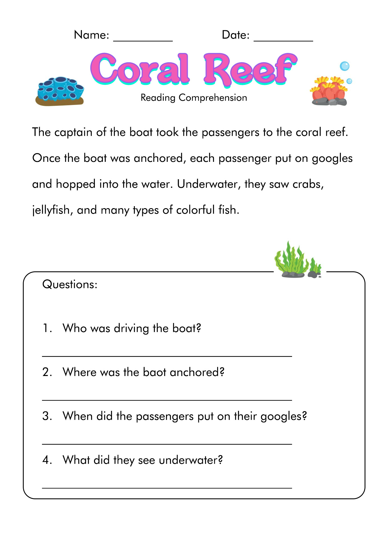 15 Best Images Of Short Reading Comprehension Worksheets 3rd Grade 