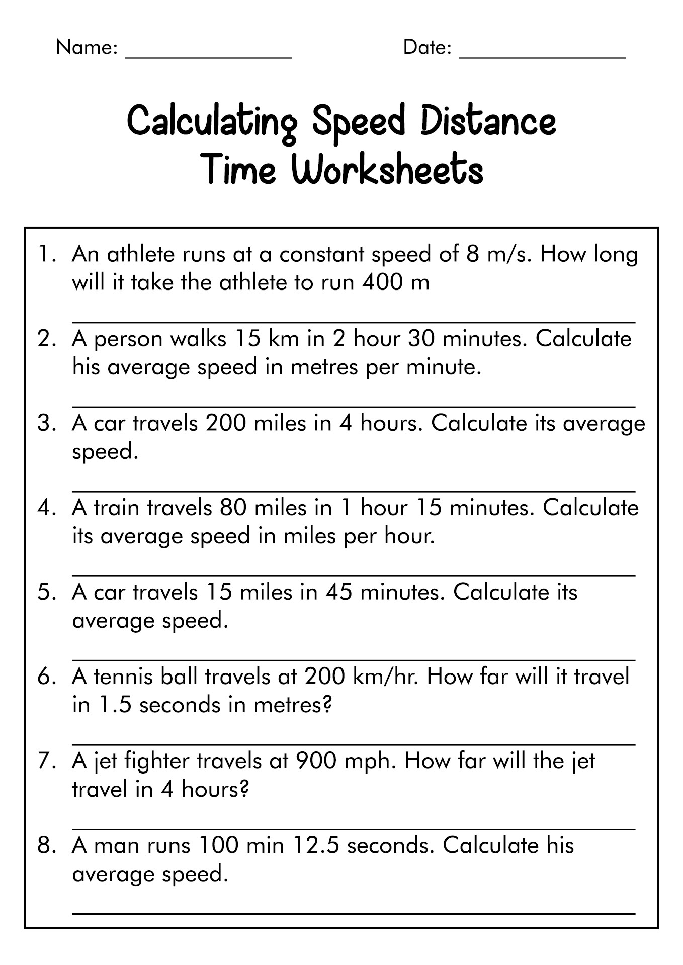 17 Best Images Of Speed Formula Worksheet Speed And Velocity