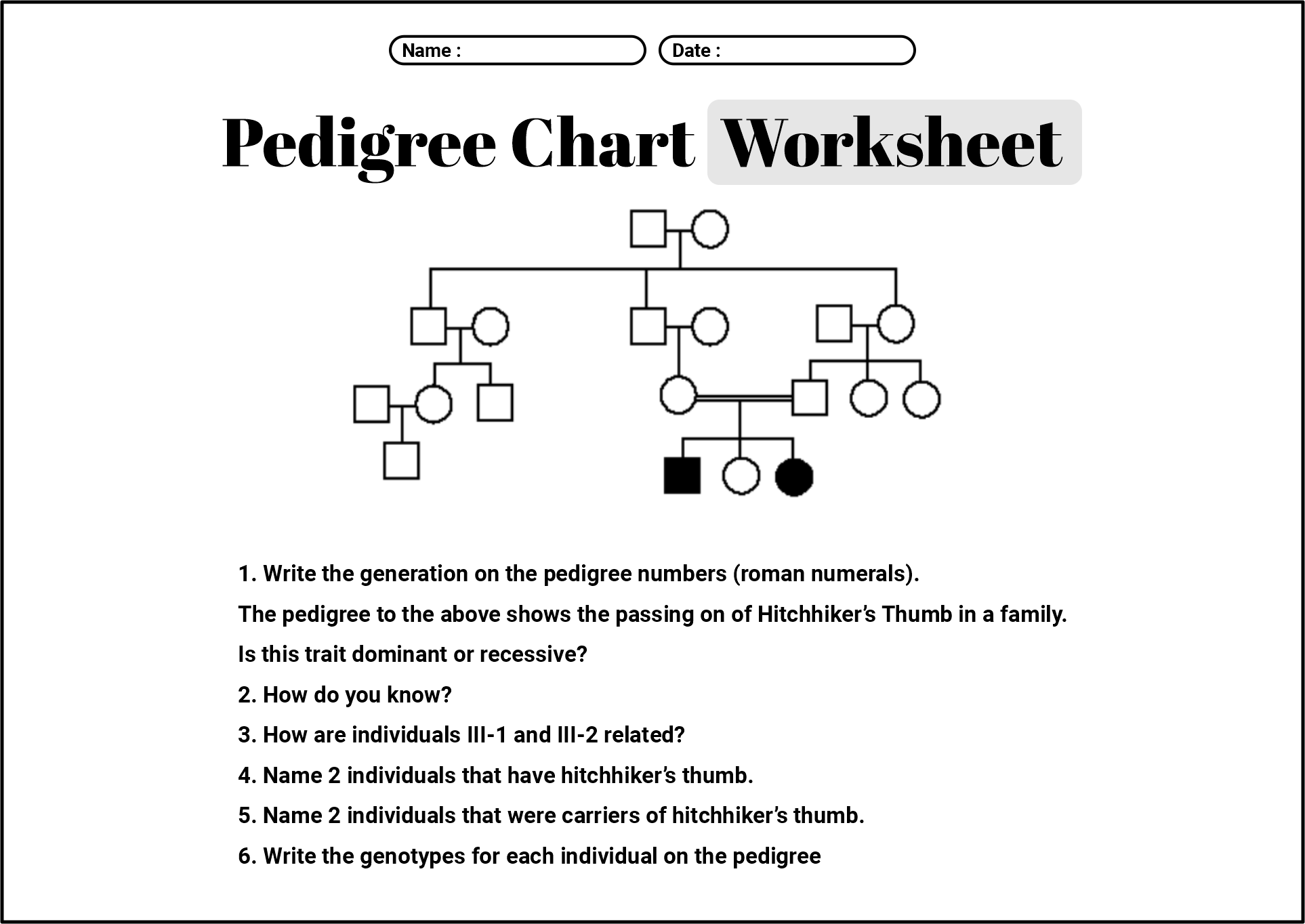 14 Best Images Of Pedigree Worksheet With Answer Key Genetics