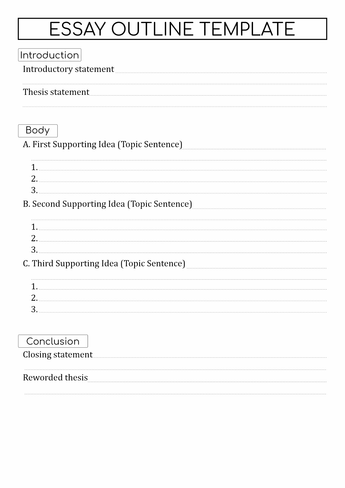 14 Best Images Of Outline Format Worksheet Argumentative Essay