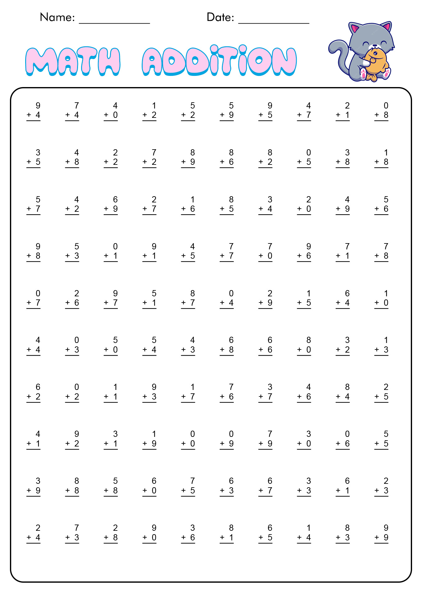 18 Best Images Of Timed Addition Worksheets Math Addition Timed Tests 