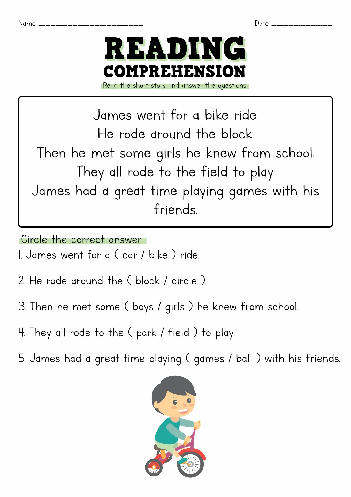 13 Best Images Of Short Story Reading Comprehension Worksheets 1st