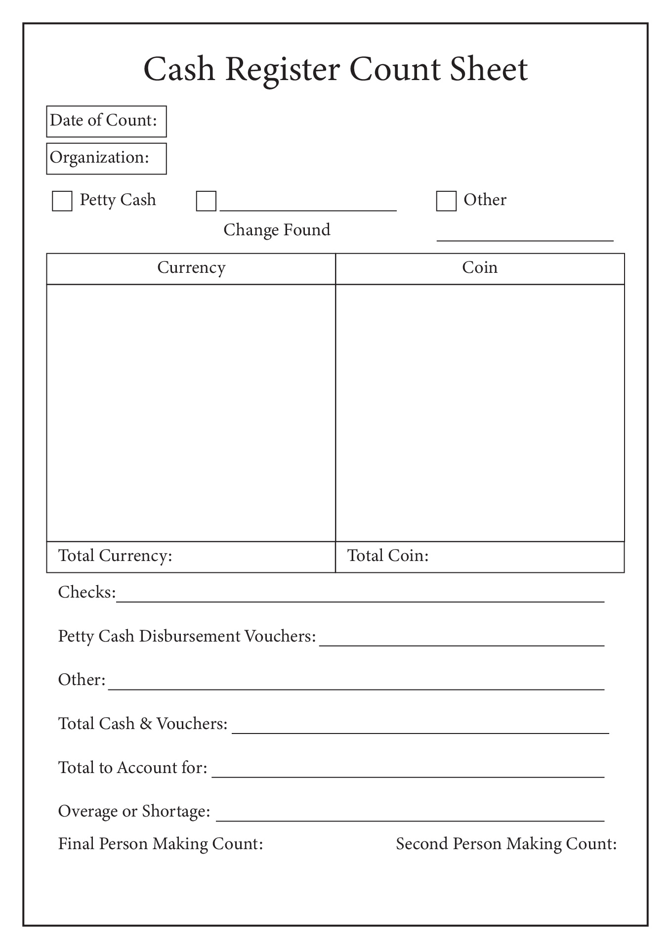 19 Best Images Of Cash Count Worksheet Cash Register Count Sheet 
