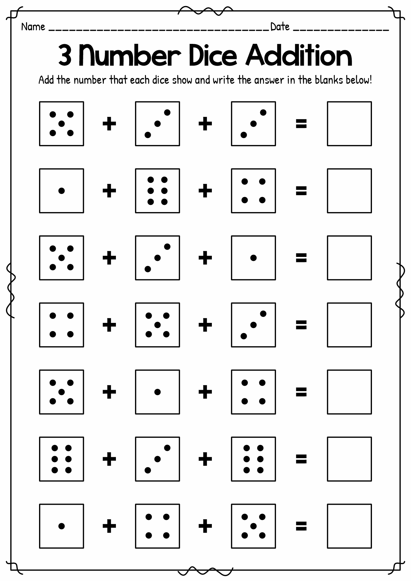 12 Best Images Of Dice Math Worksheets Dice Addition Worksheets 