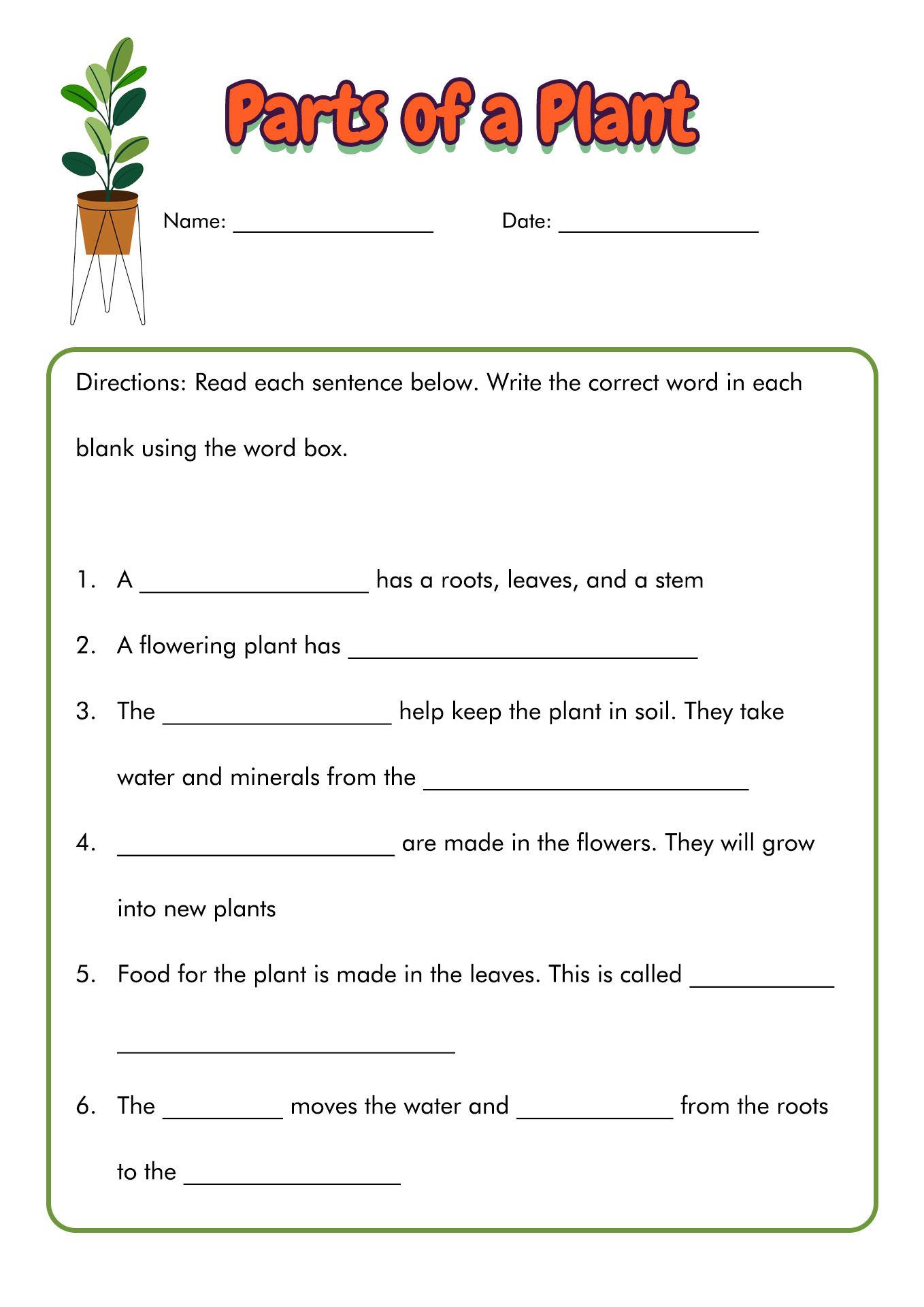 14 Best Images Of Plant Worksheets For Grade 1 Printable Plant Parts 
