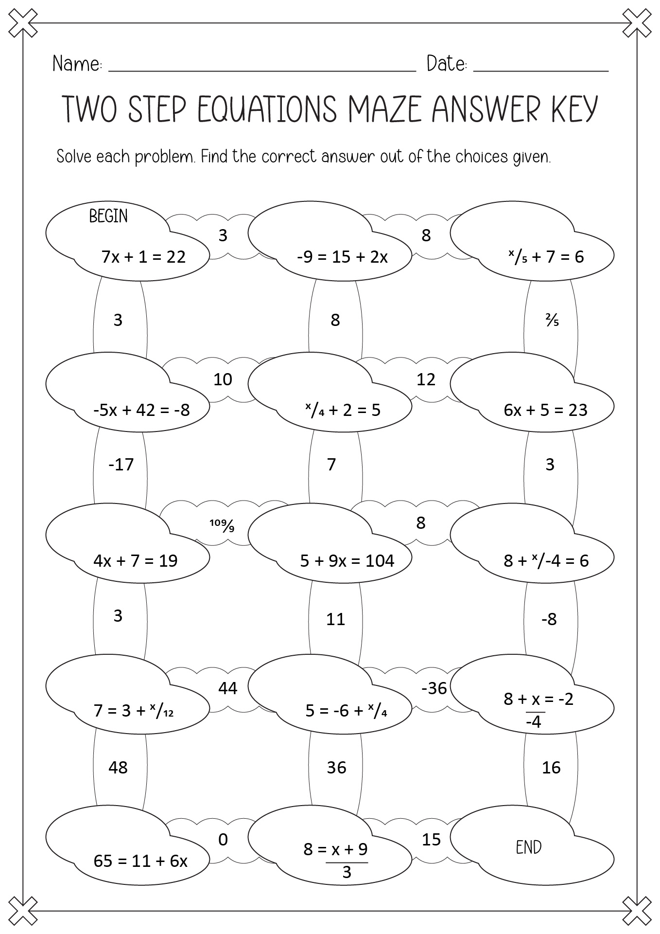 14 Best Images Of Two Step Equation Maze Worksheet Two Step Equation