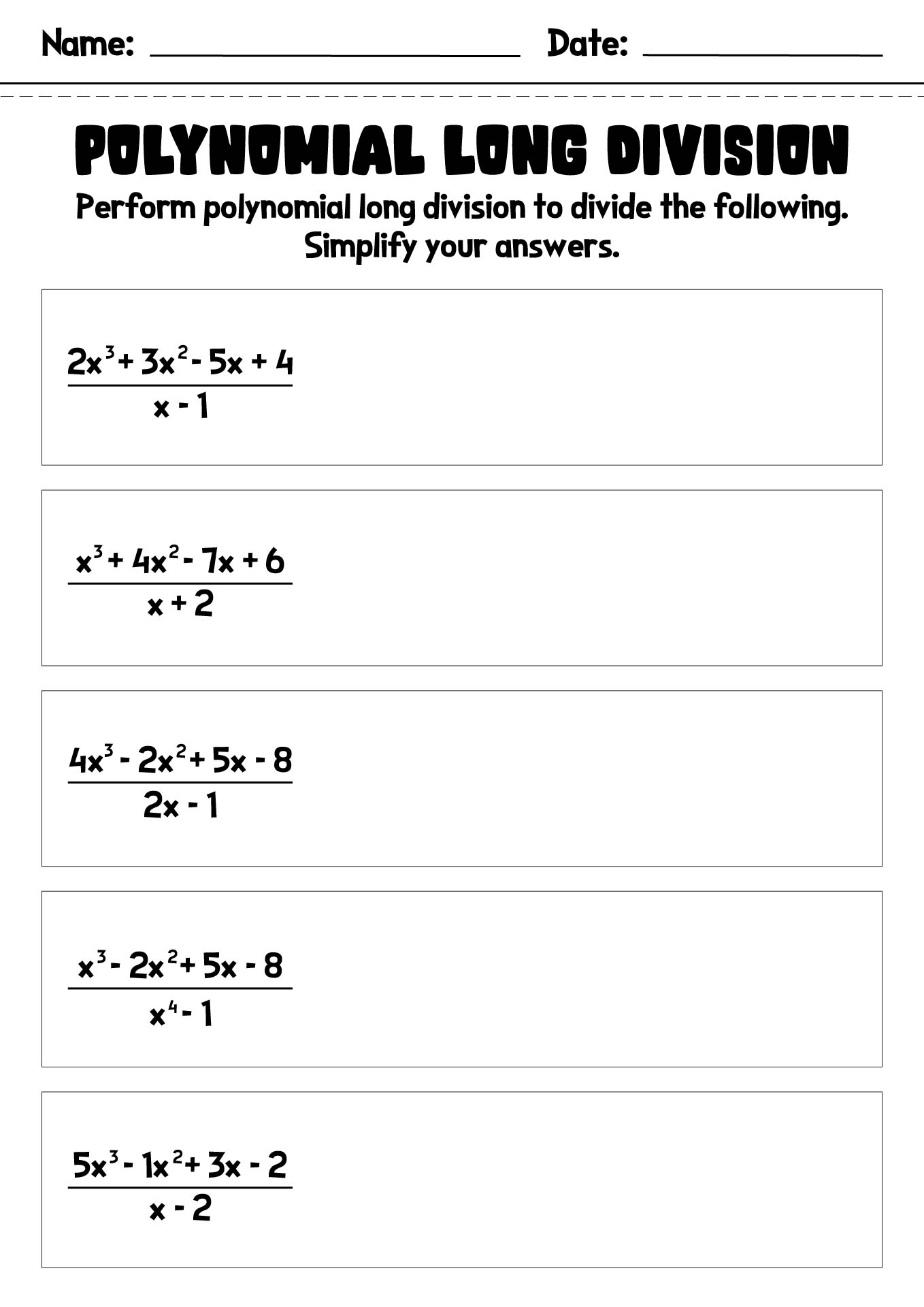 14 Best Images Of Polynomial Worksheets Printable Adding Polynomials 