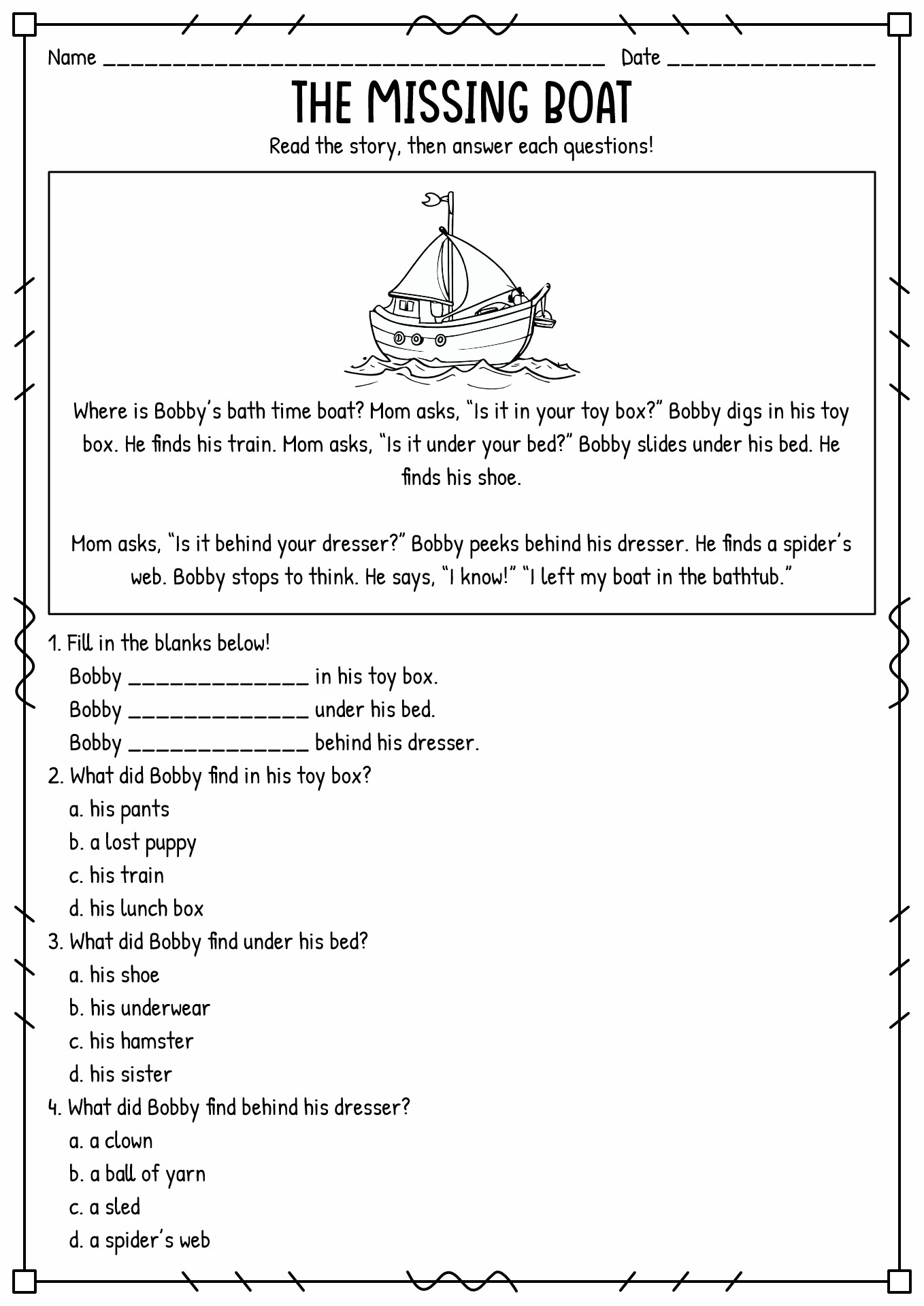 17 Best Images Of Second Grade Short Story Worksheet Main Idea Story 