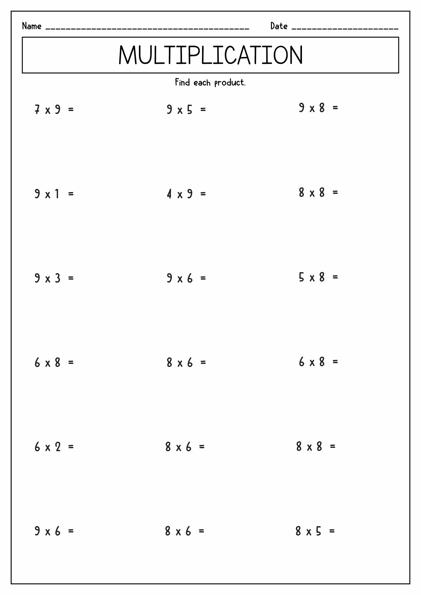 12 Best Images Of Practice Times Tables Worksheets Blank Times Table