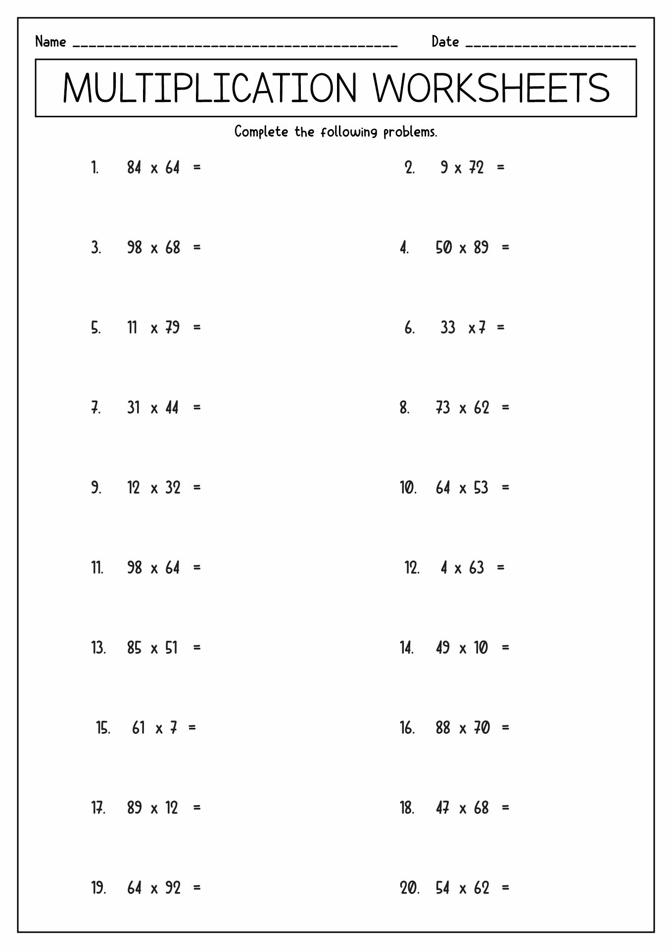 12 Best Images Of Practice Times Tables Worksheets Blank Times Table 