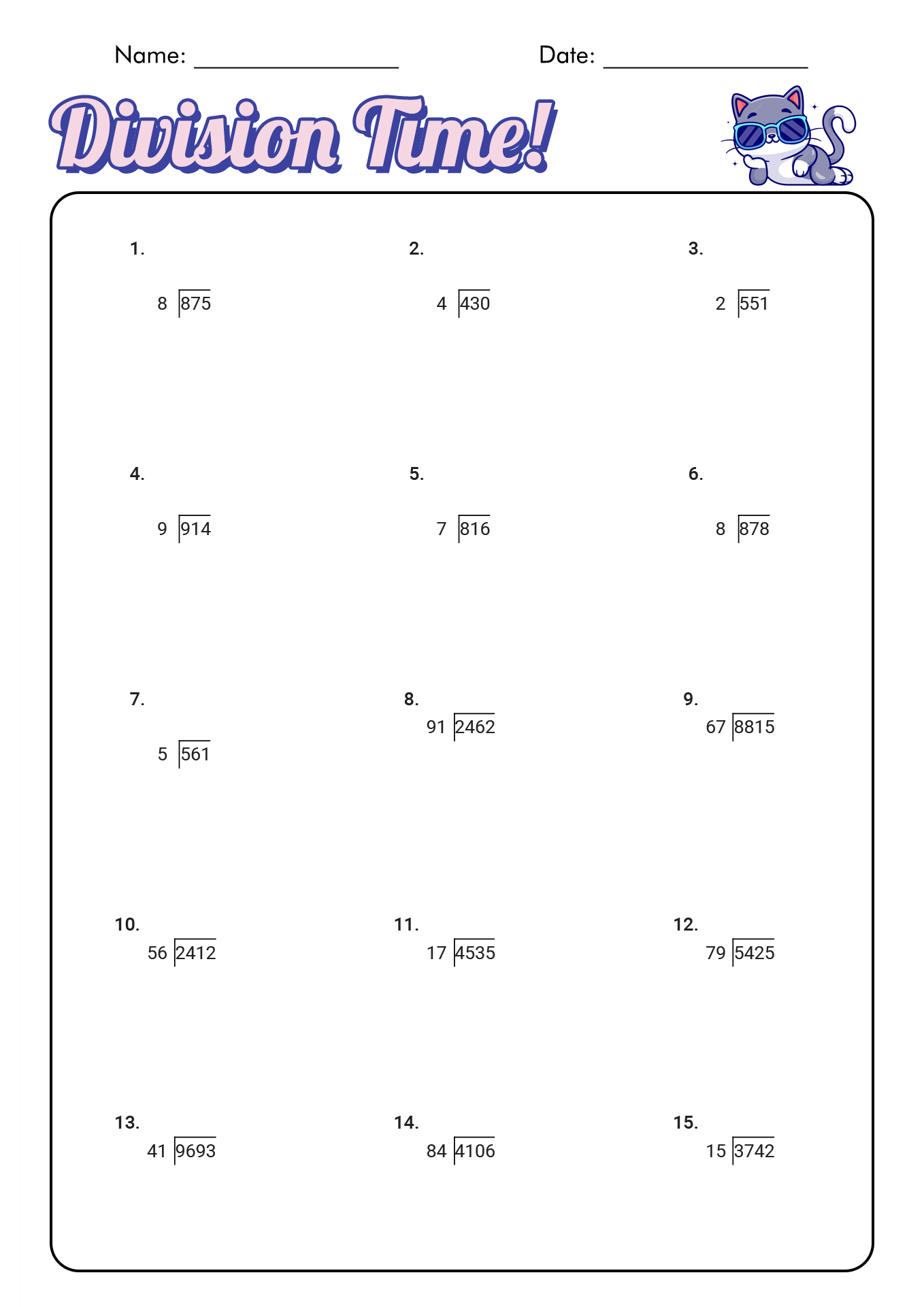 6th Grade Division Worksheets