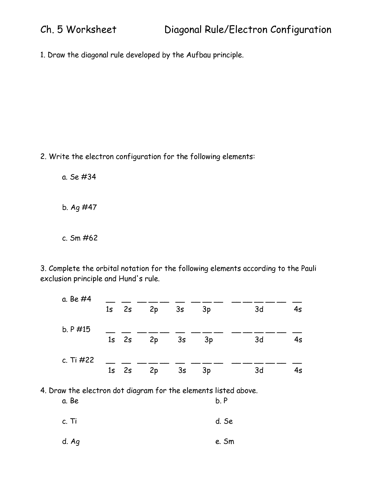 Electron Configuration And Orbital Notation Worksheets Electron Configuration And Orbital Notation Worksheets