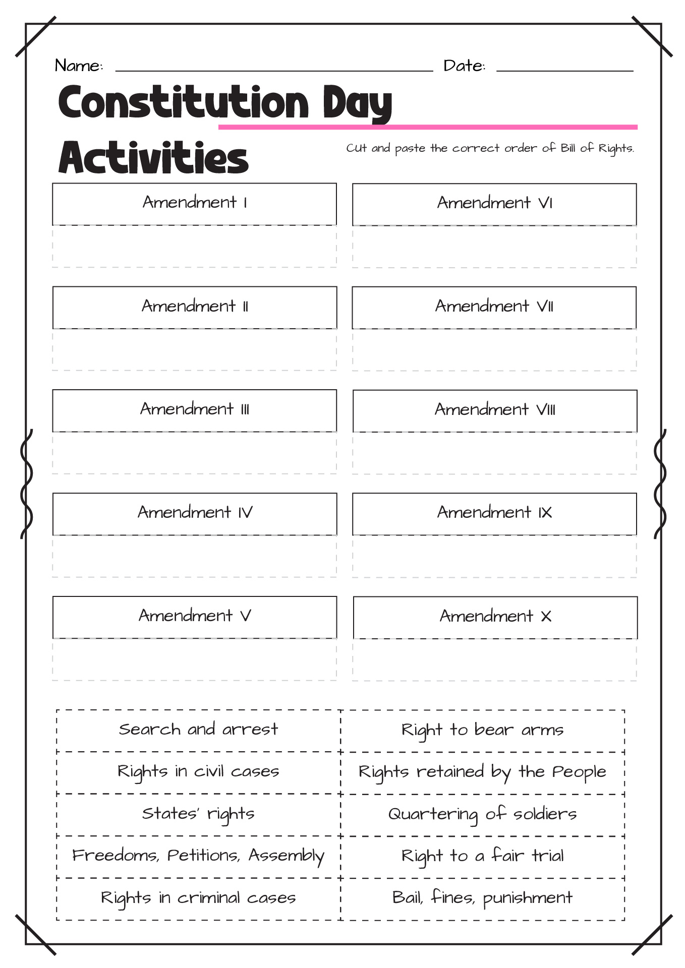 12 Best Images Of Constitution Worksheets For 5th Grade Constitution 