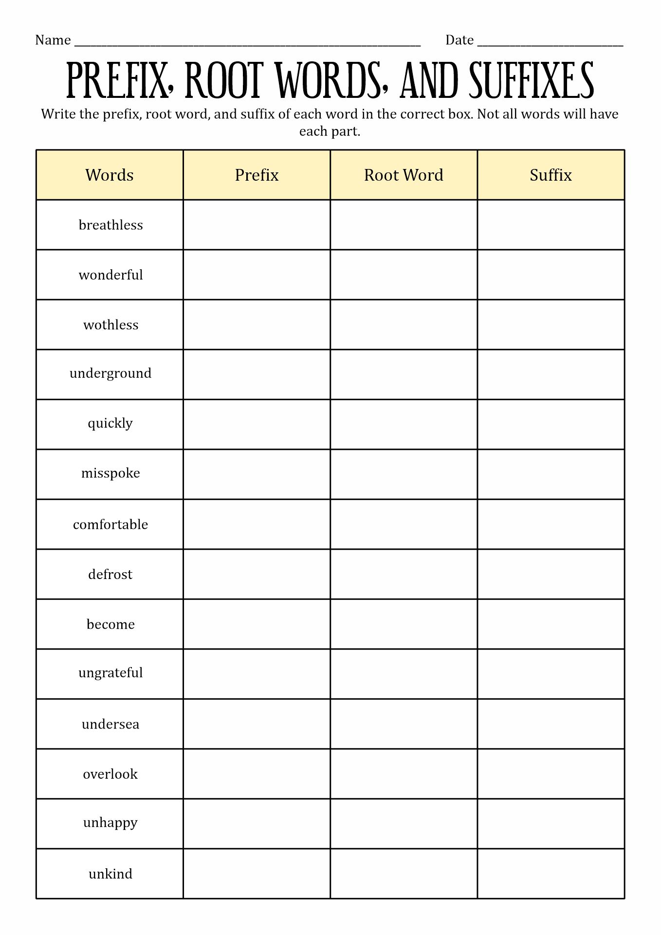 14 Best Images Of Prefixes Suffixes ROOT WORDS Worksheets Latin