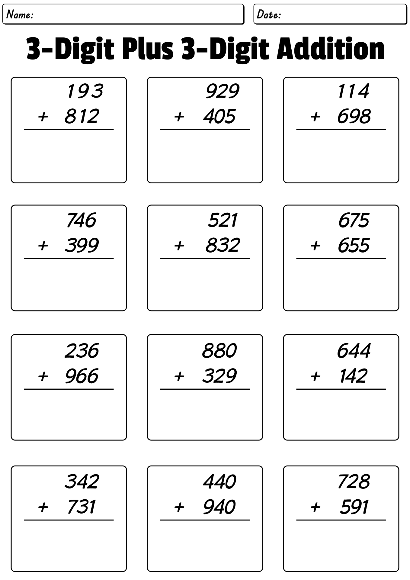 17 Best Images Of Three Digit Addition Worksheets Three Digit