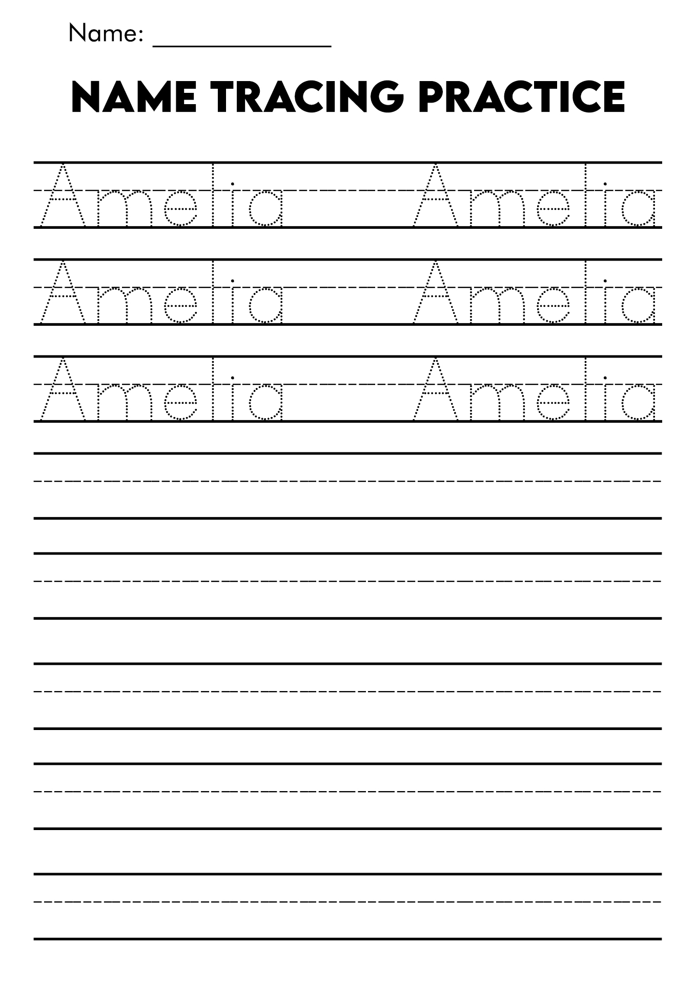 Blank Name Tracing Worksheets Blank Name Tracing Worksheets