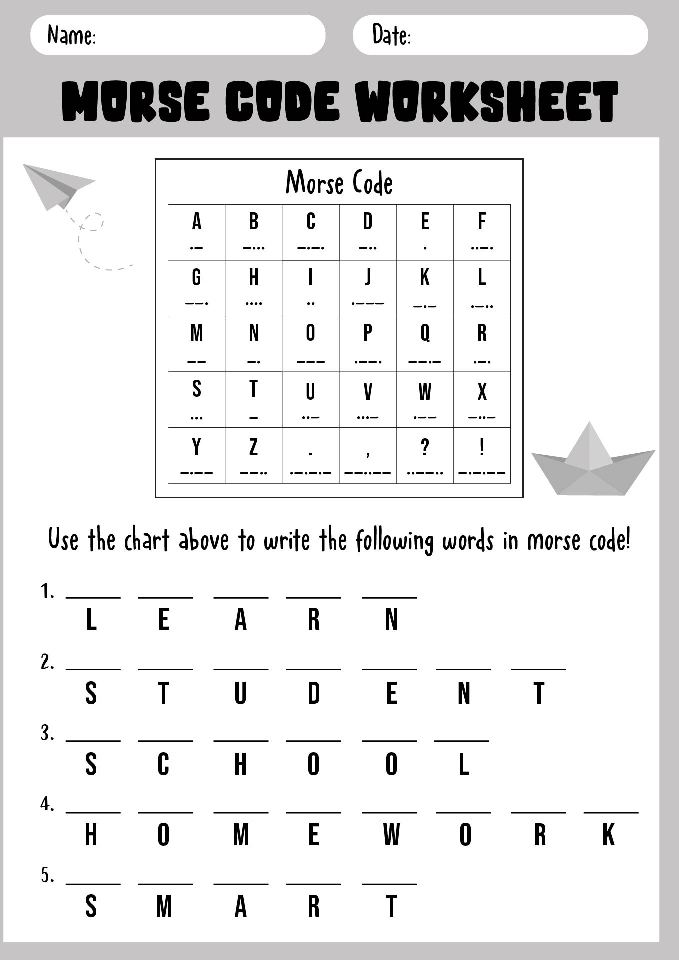 12 Best Images Of Printable Morse Code Worksheet Morse Code Worksheet 