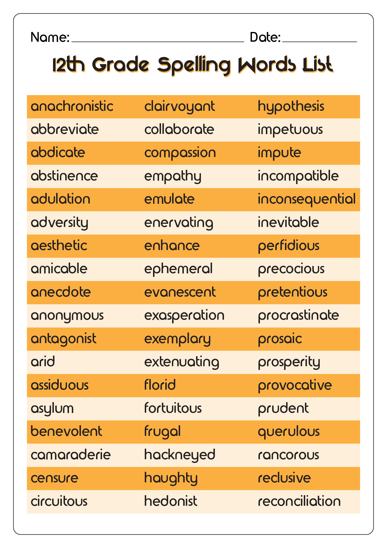 13 Best Images Of Spelling List Worksheets 4th Grade Spelling Word 