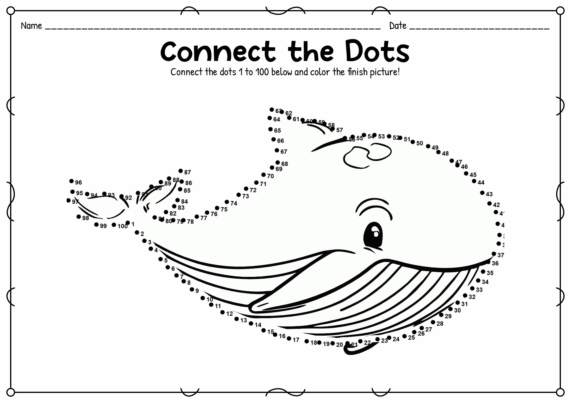 9 Best Images Of Printable Dot To Dot Worksheets 1 100 Connect The 
