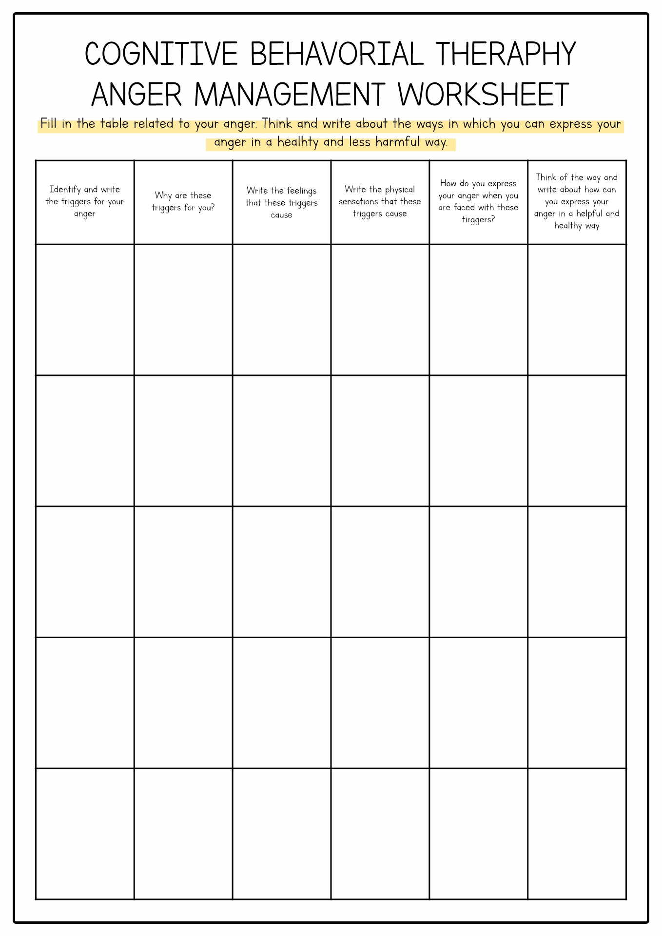 Anger Replacement Therapy Worksheets Anger Replacement Therapy Worksheets