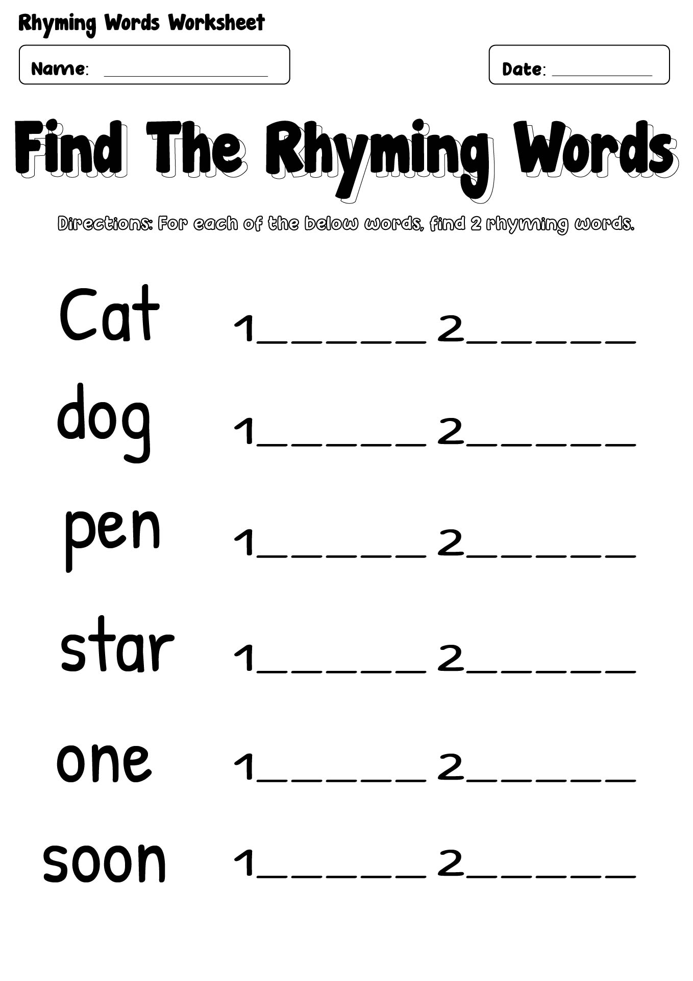 15 Best Images Of 1st Grade Rhyming Worksheets Rhyming Worksheets