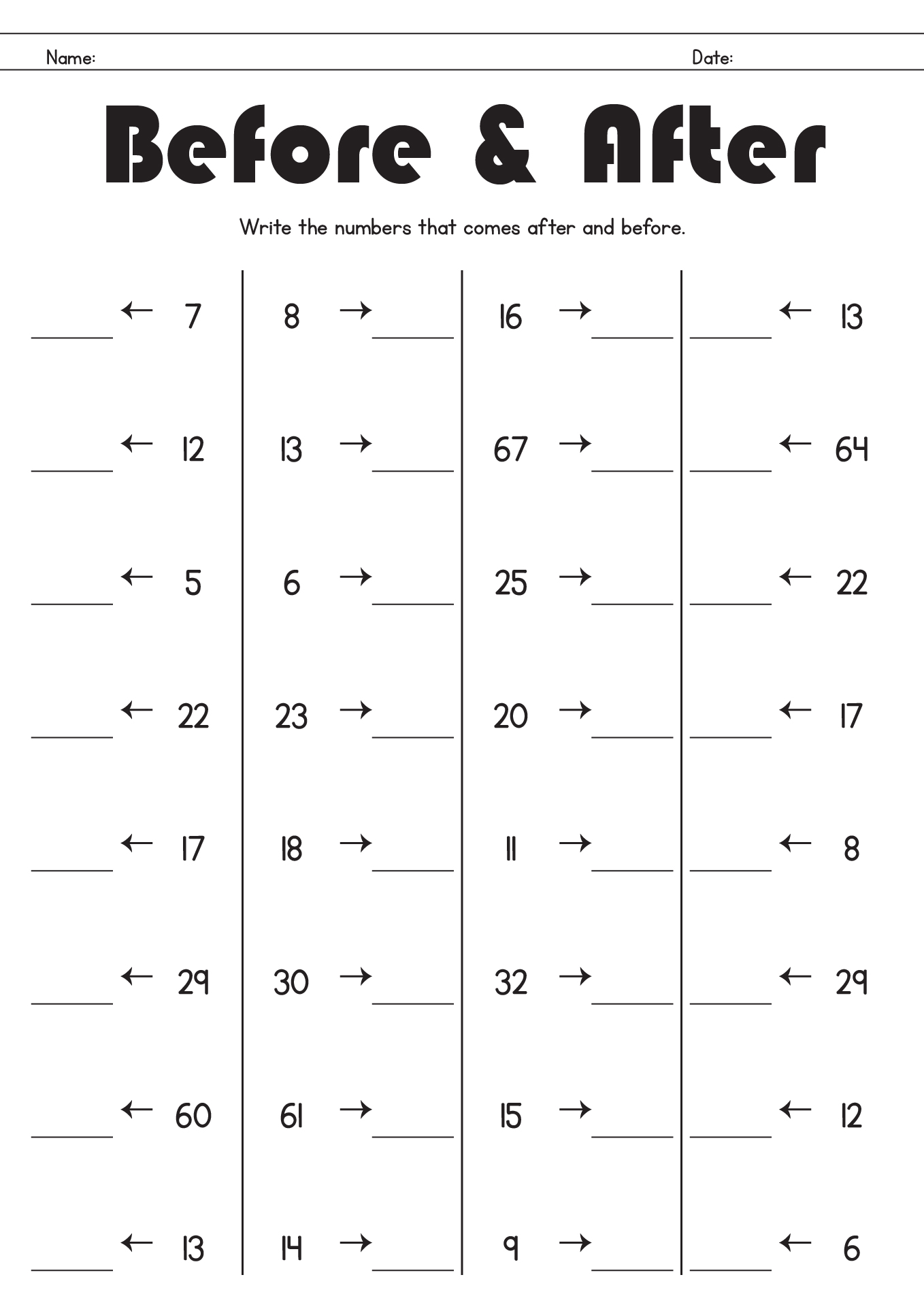 15 Best Images Of Before And After Numbers Worksheets Grade 1 What