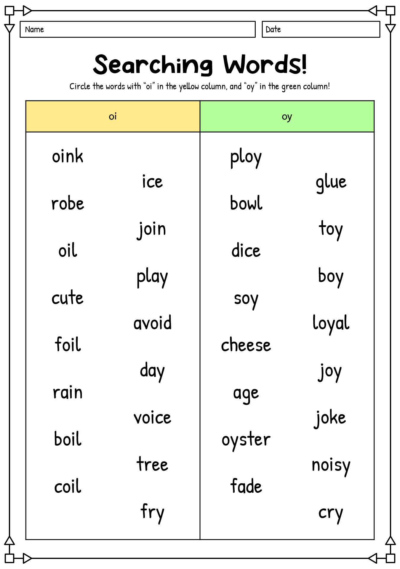 14 Best Images Of Phonics Oi And Oy Worksheets Oy And Oi Words