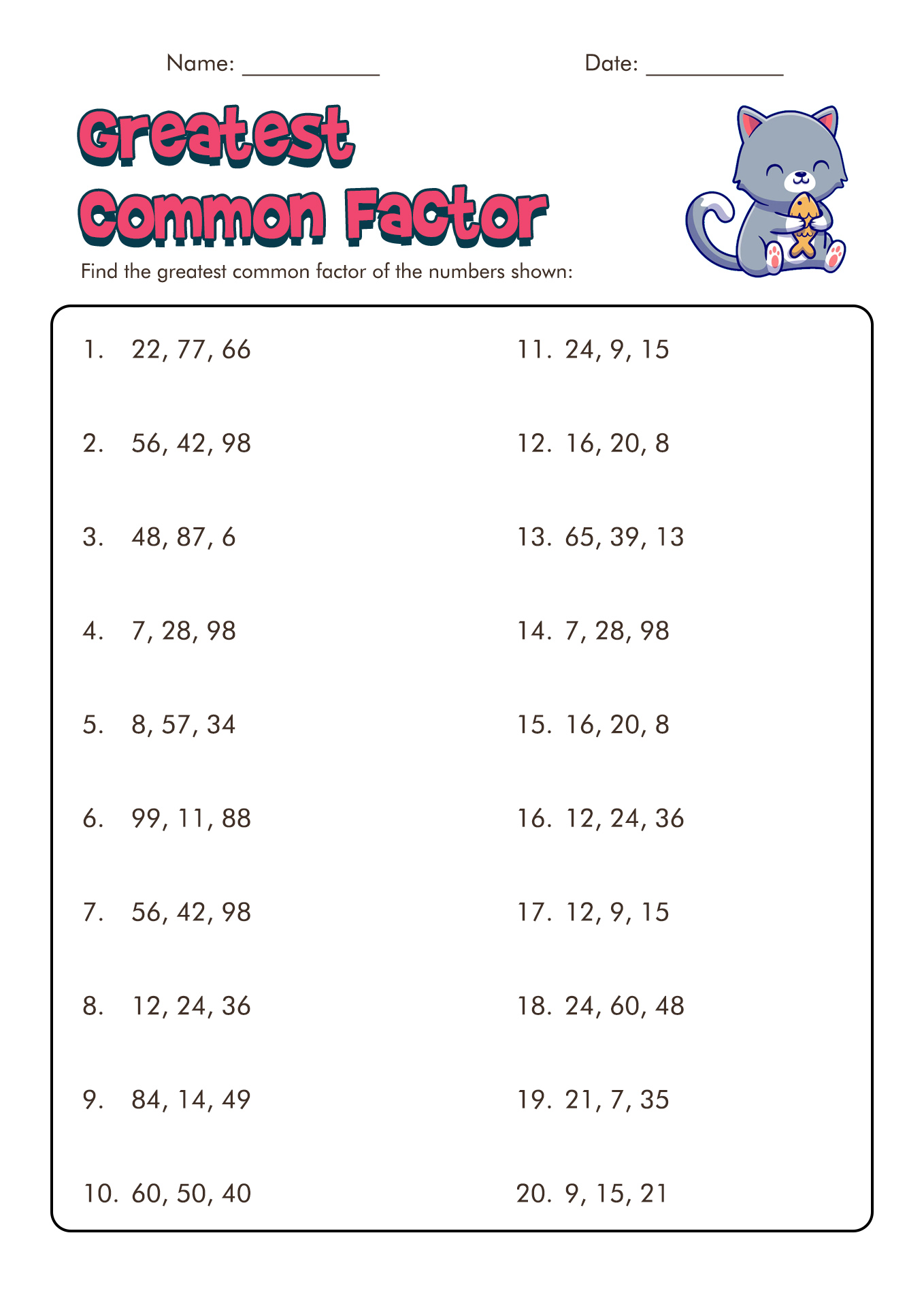 18 Best Images Of Factoring Using GCF Worksheet pdf Greatest Common
