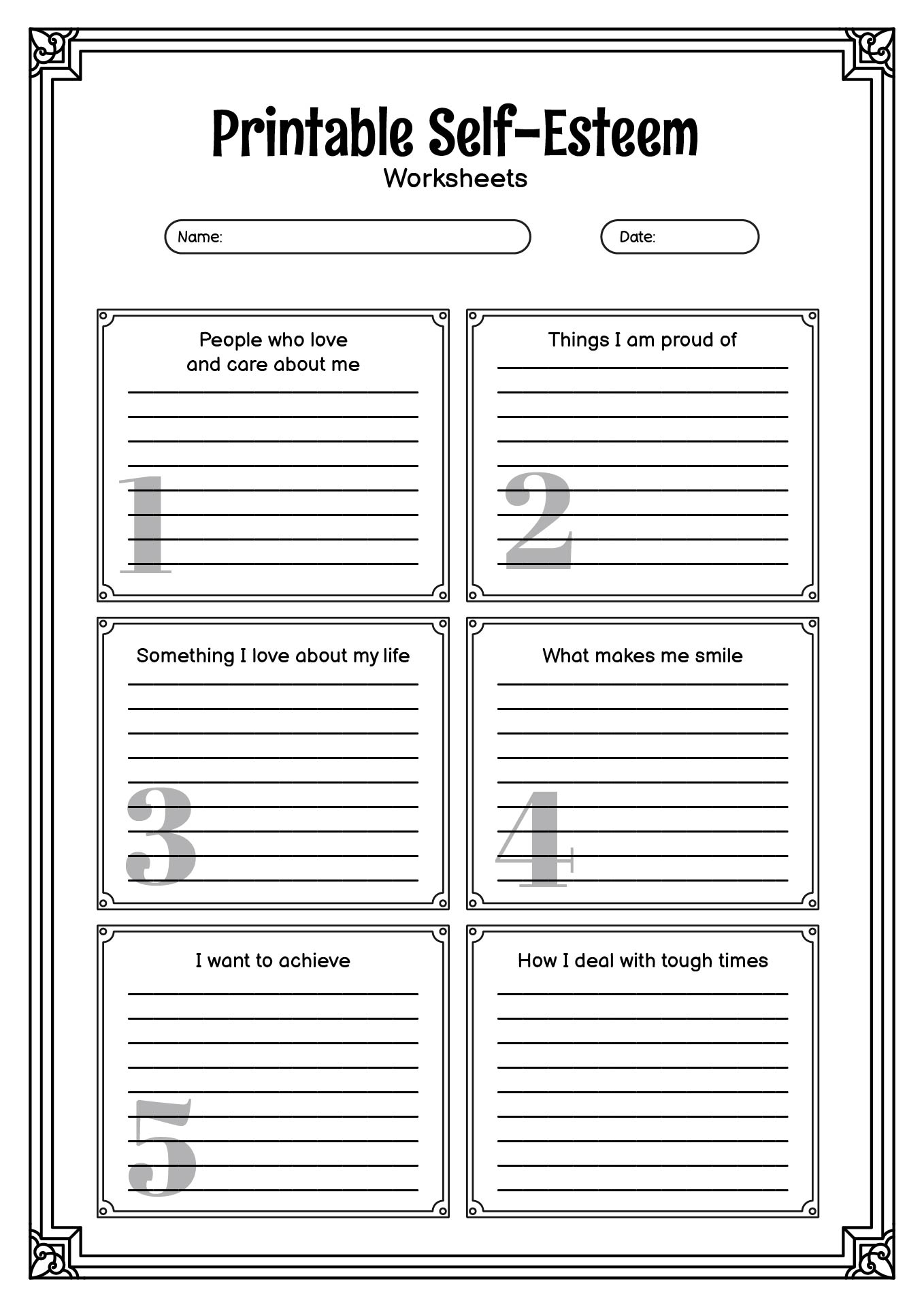 Free Printable Self Esteem Worksheets Free Printable Self Esteem Worksheets