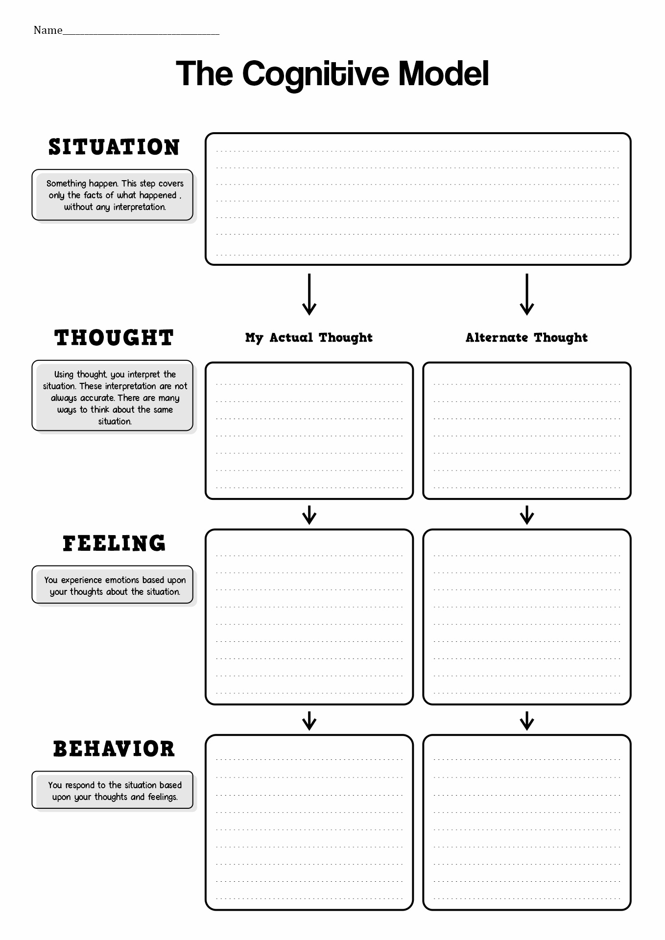 Cognitive Behavioral Worksheets Cognitive Behavioral Worksheets