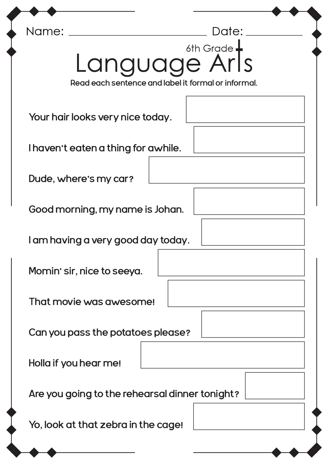 13 Best Images Of High School English Language Arts Worksheets High