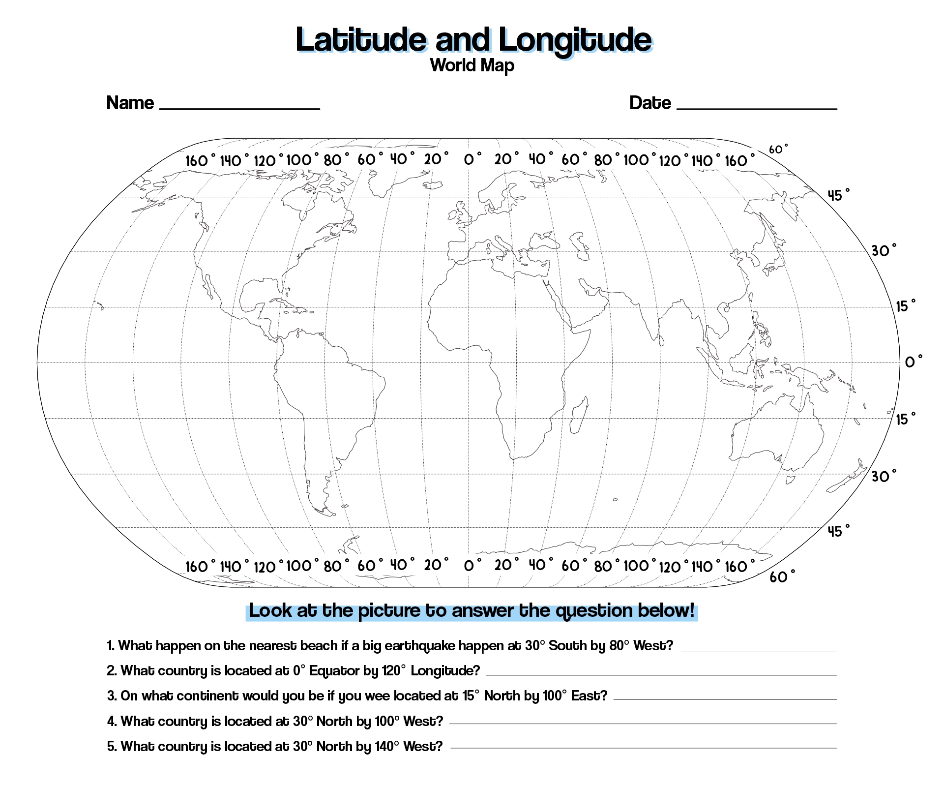 14 Best Images Of Latitude And Longitude Map Worksheet USA Latitude 