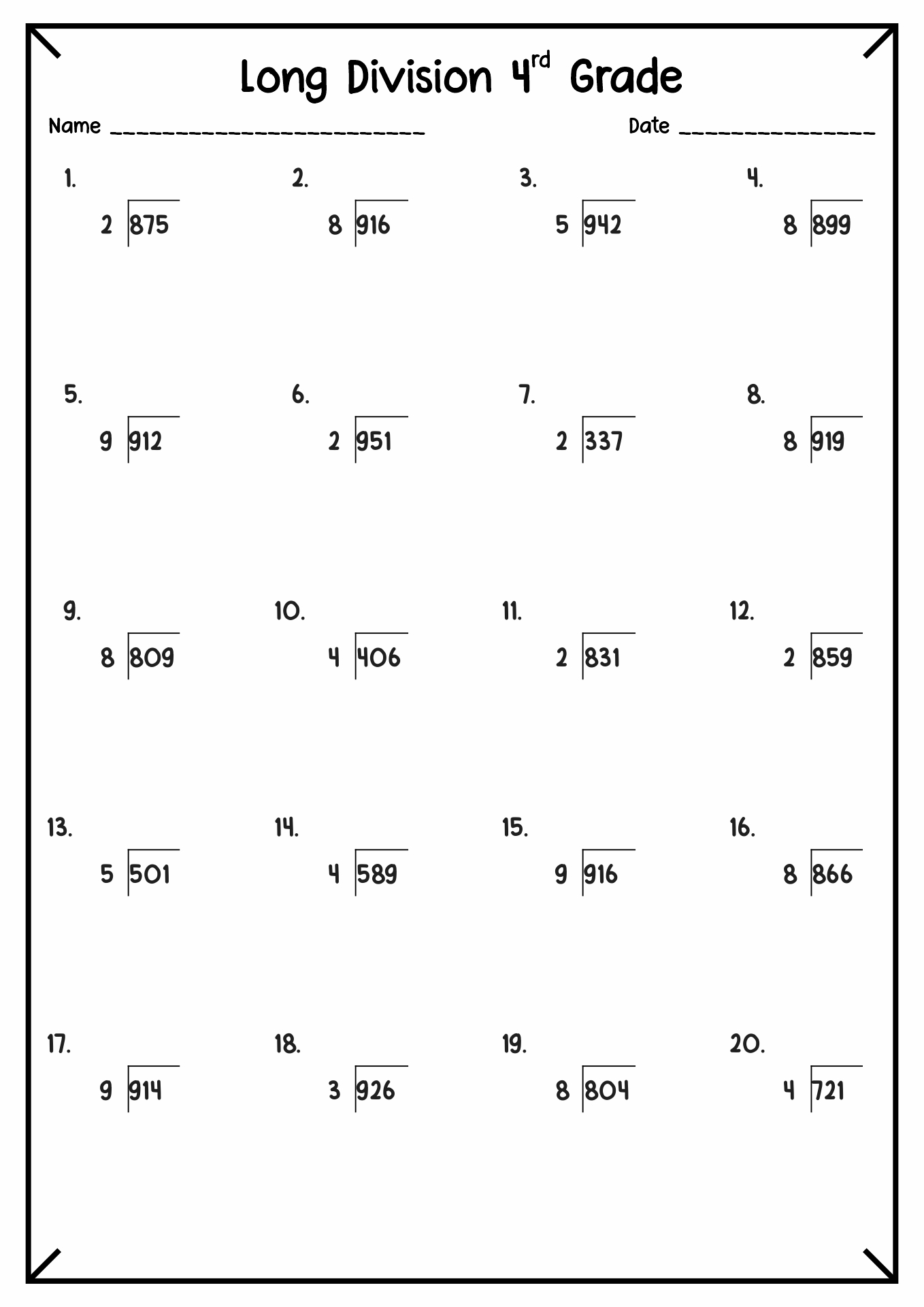 12 Best Images Of Long Division With Remainders Worksheets 4th Grade 