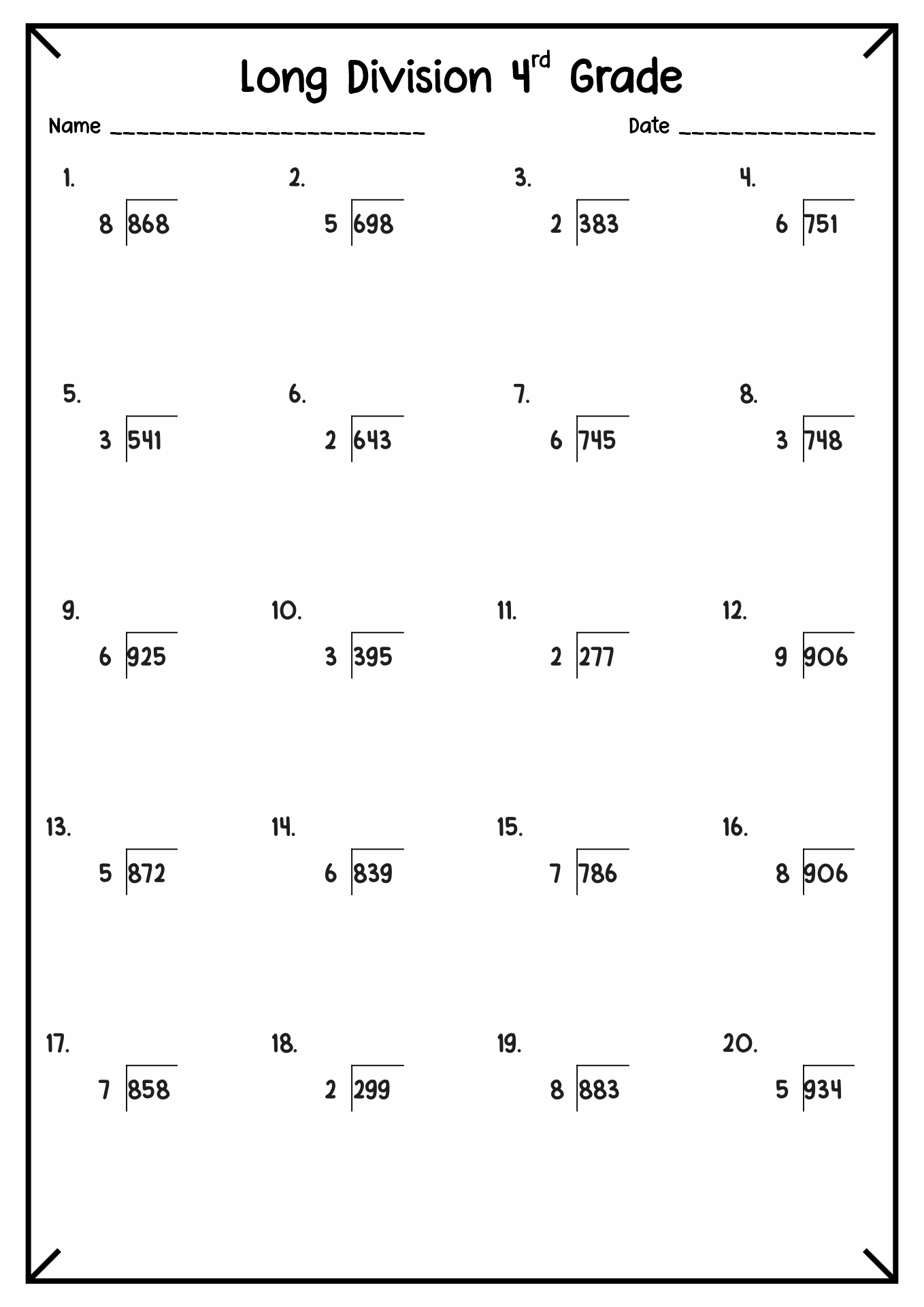 12 Best Images Of Long Division With Remainders Worksheets 4th Grade 