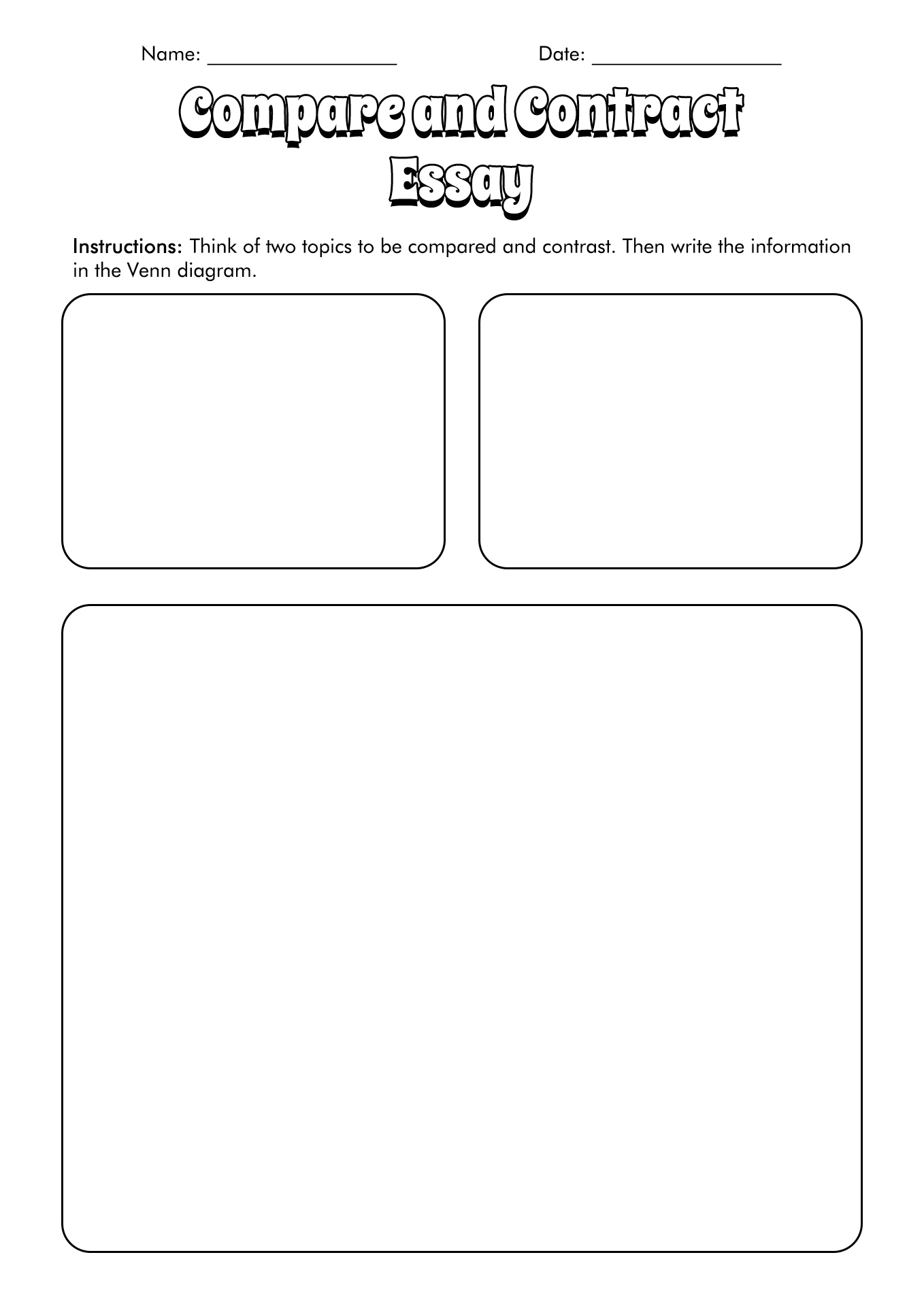 Compare And Contrast Writing Template Compare And Contrast Writing Template