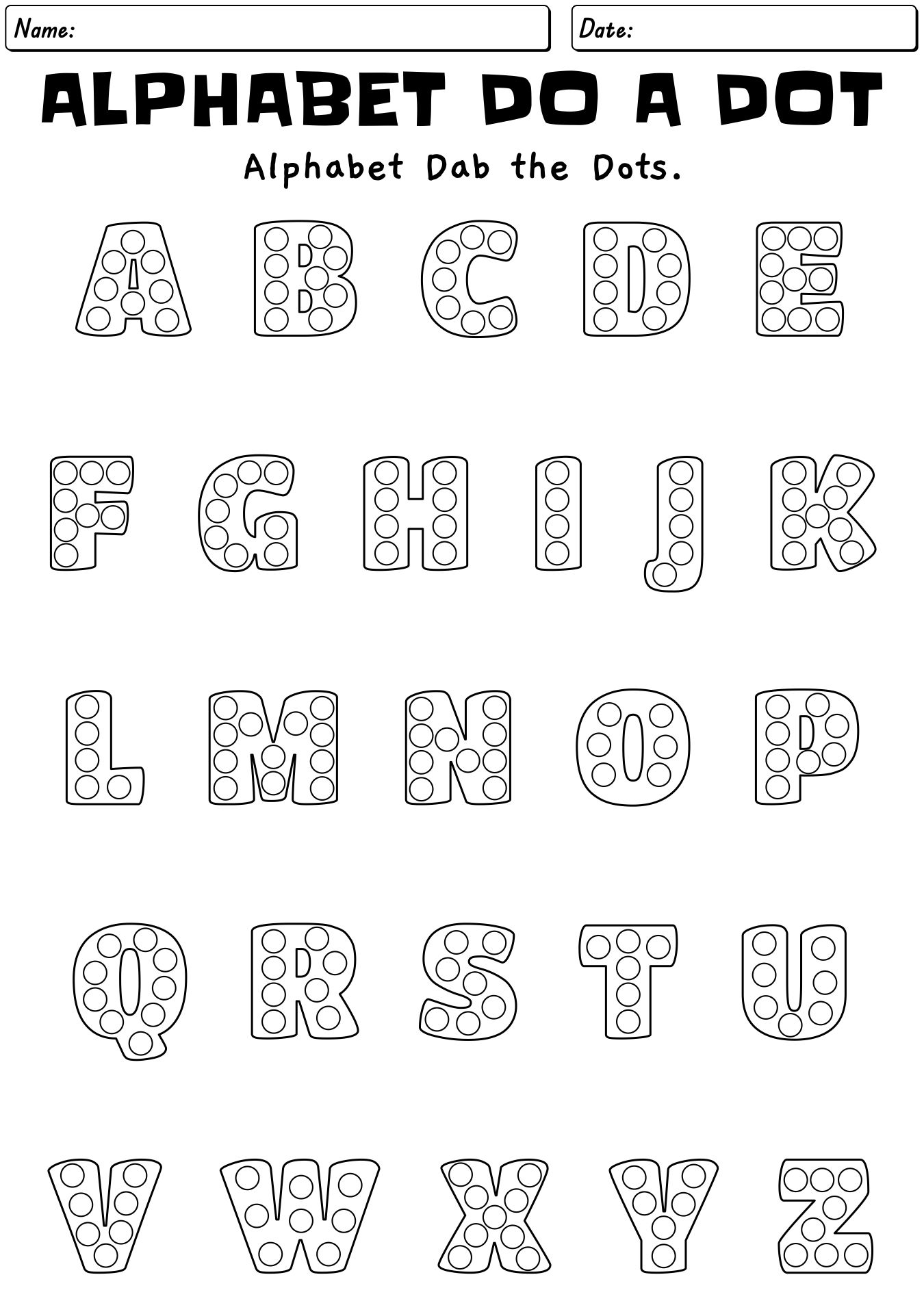 9 Best Images Of Dots Letters Worksheets Dot Marker Letters Dot 