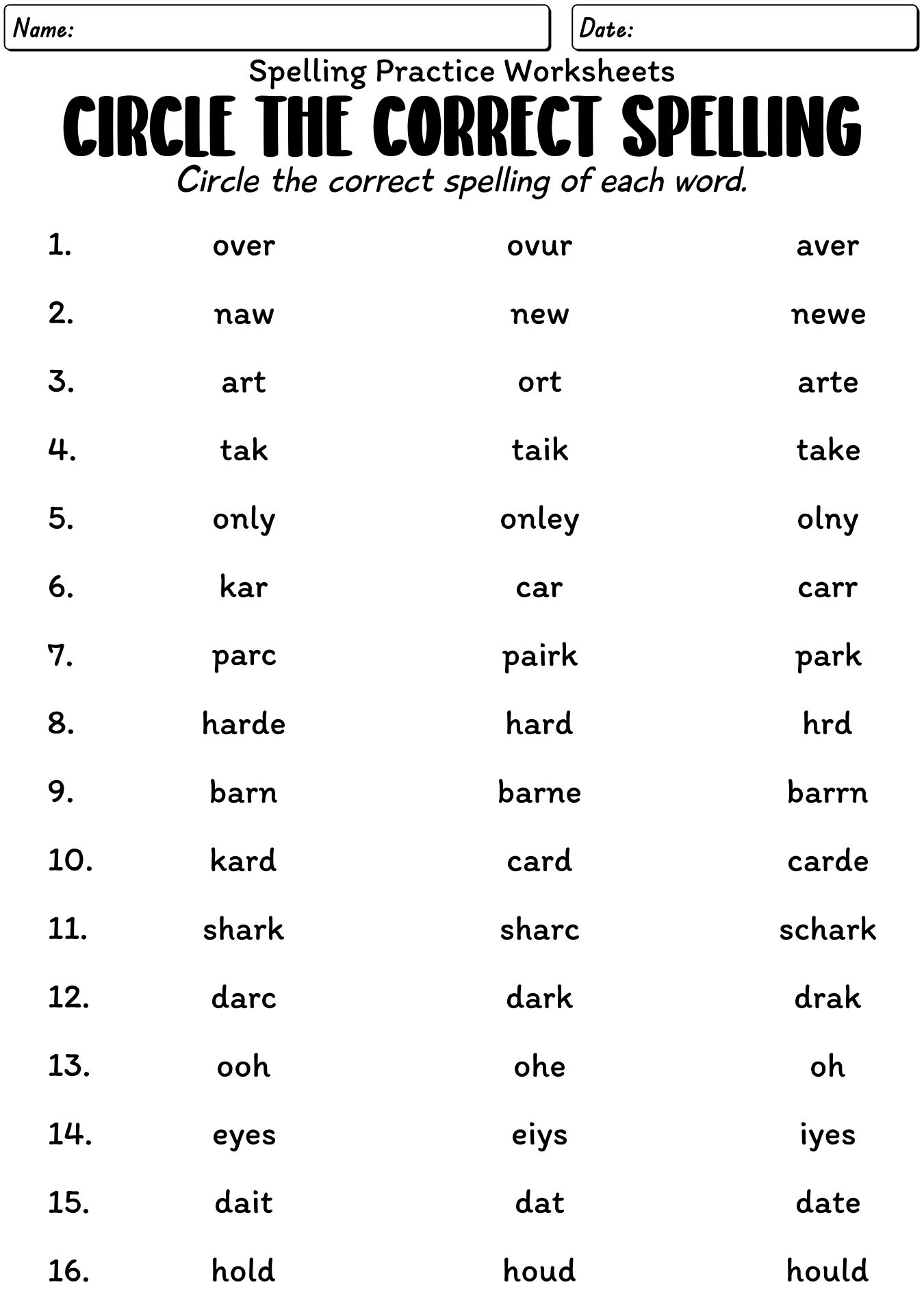 13 Best Images Of Printable Spelling Practice Worksheets Free 