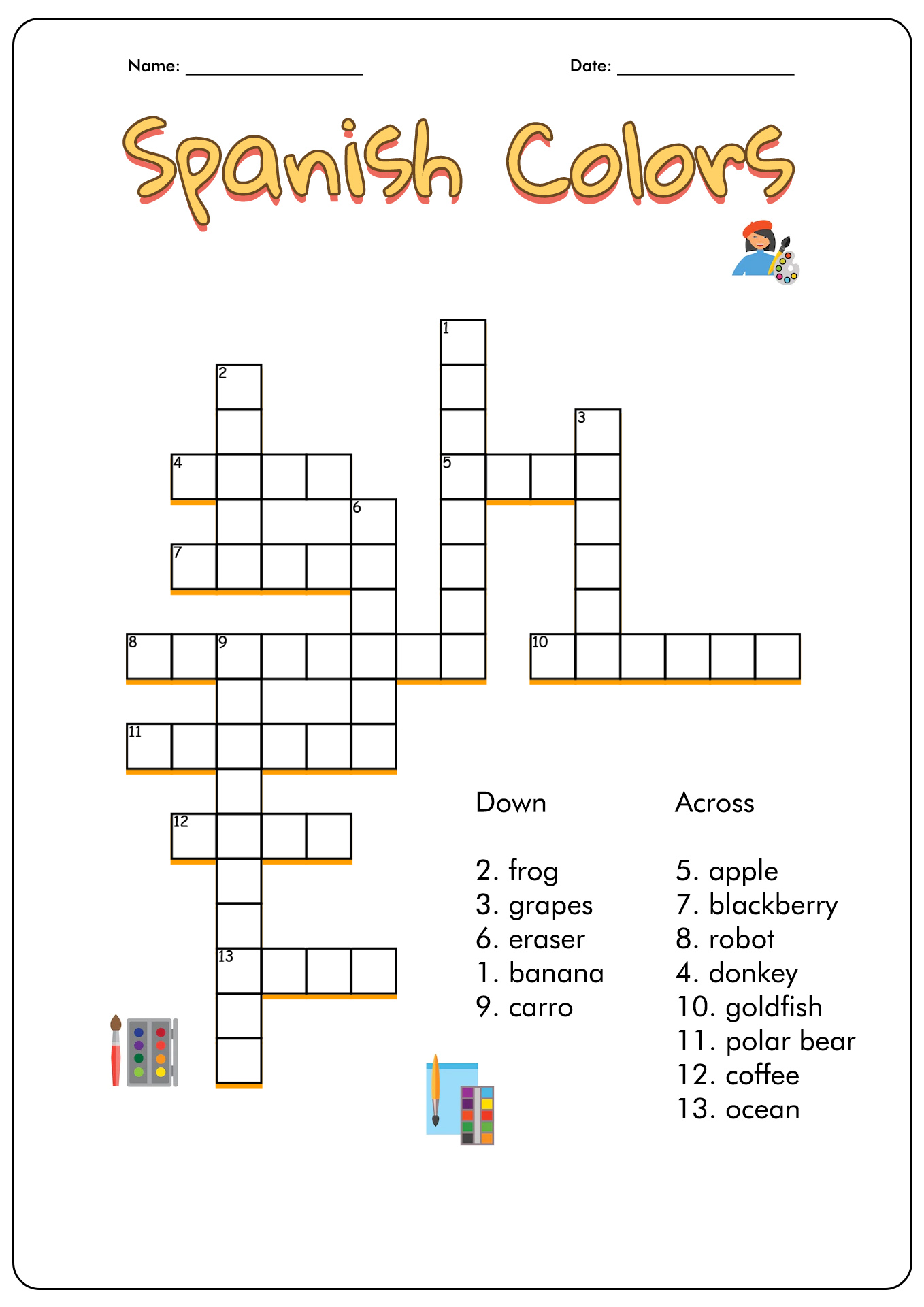 Printable Spanish Crossword Puzzle That Are Delicate Ruby Website