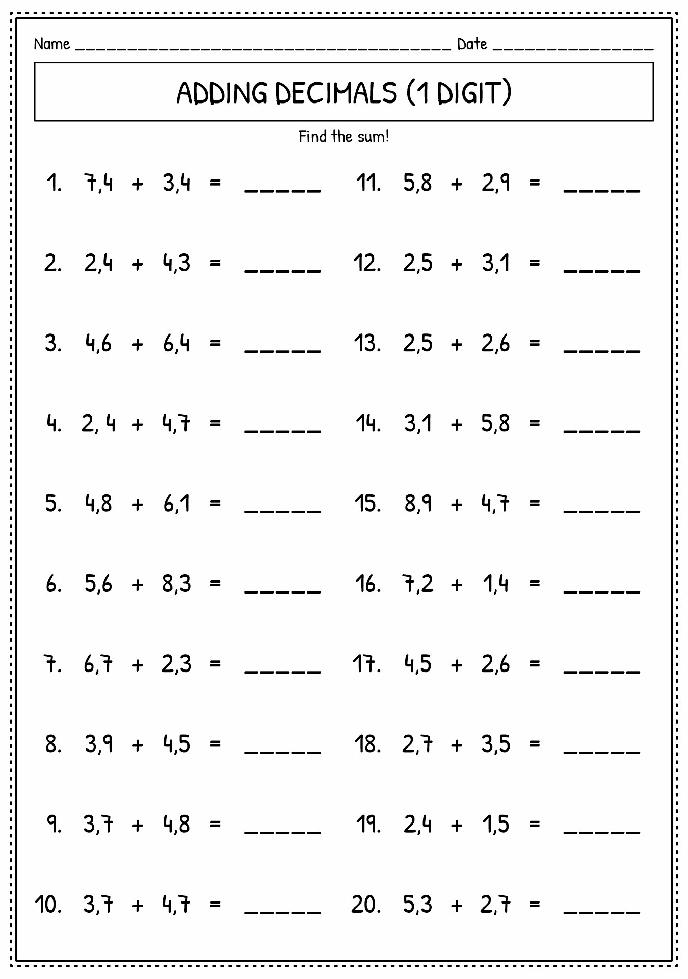 Writing Decimals In Expanded Form Worksheet