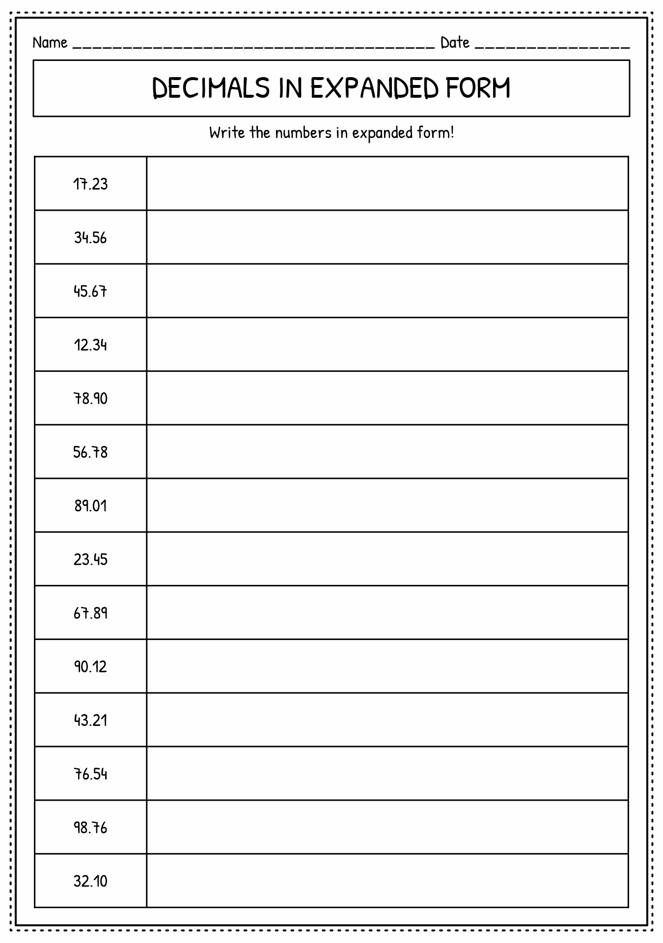 10 Best Images Of Decimal Place Value Expanded Form Worksheets 3rd 