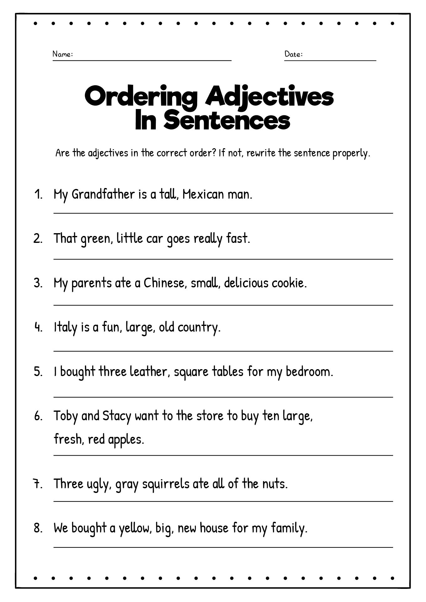 Grammar Worksheet For Grade 4