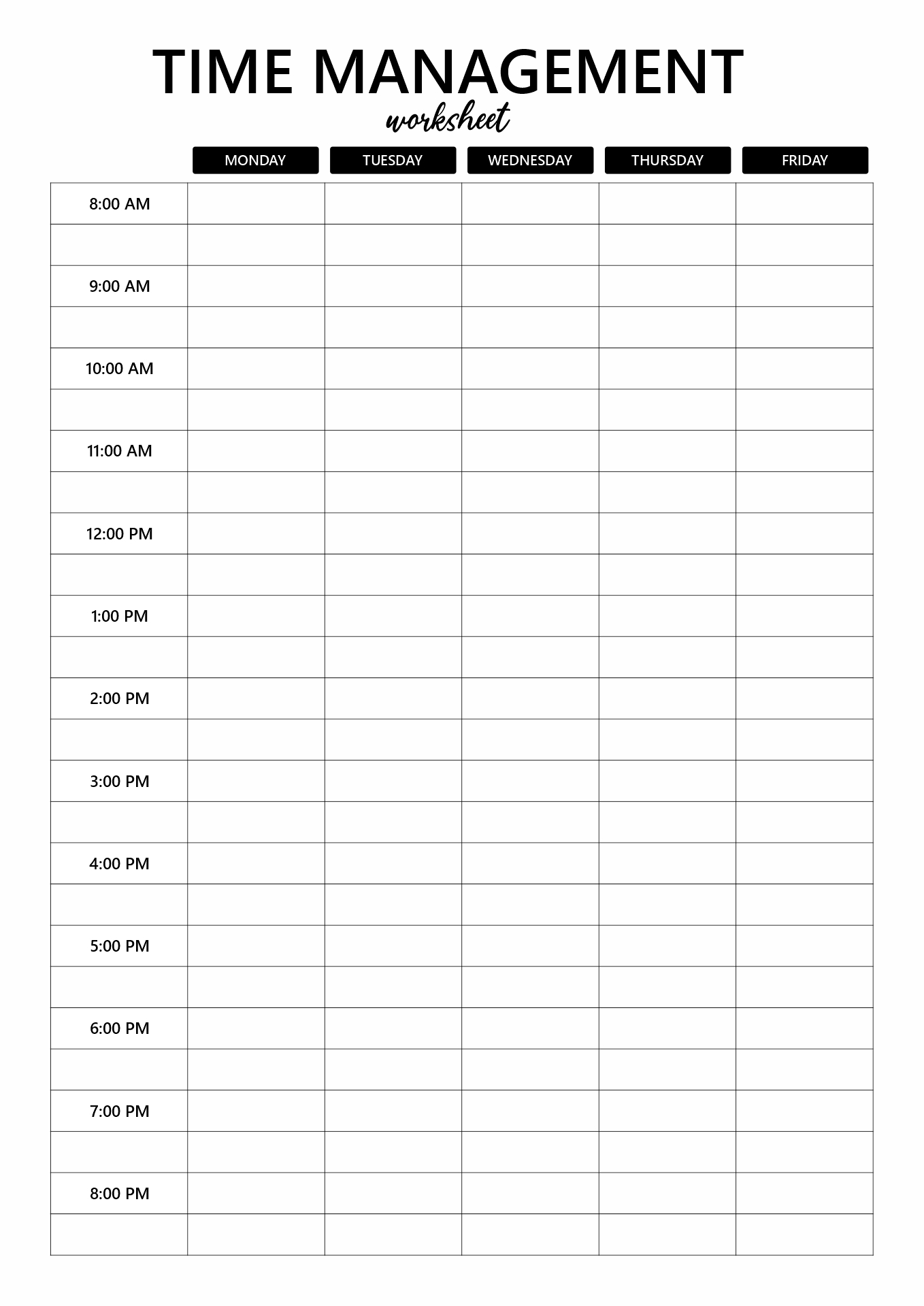 18 Best Images Of Time Management Schedule Worksheets Free Time