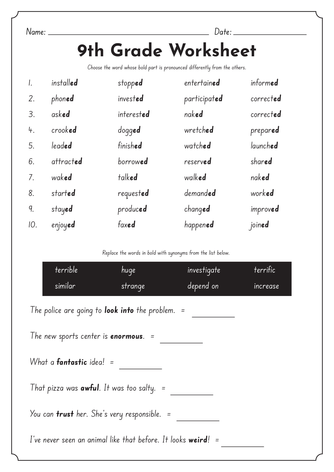 14 Best Images Of 9th Grade Language Arts Worksheets 9th Grade