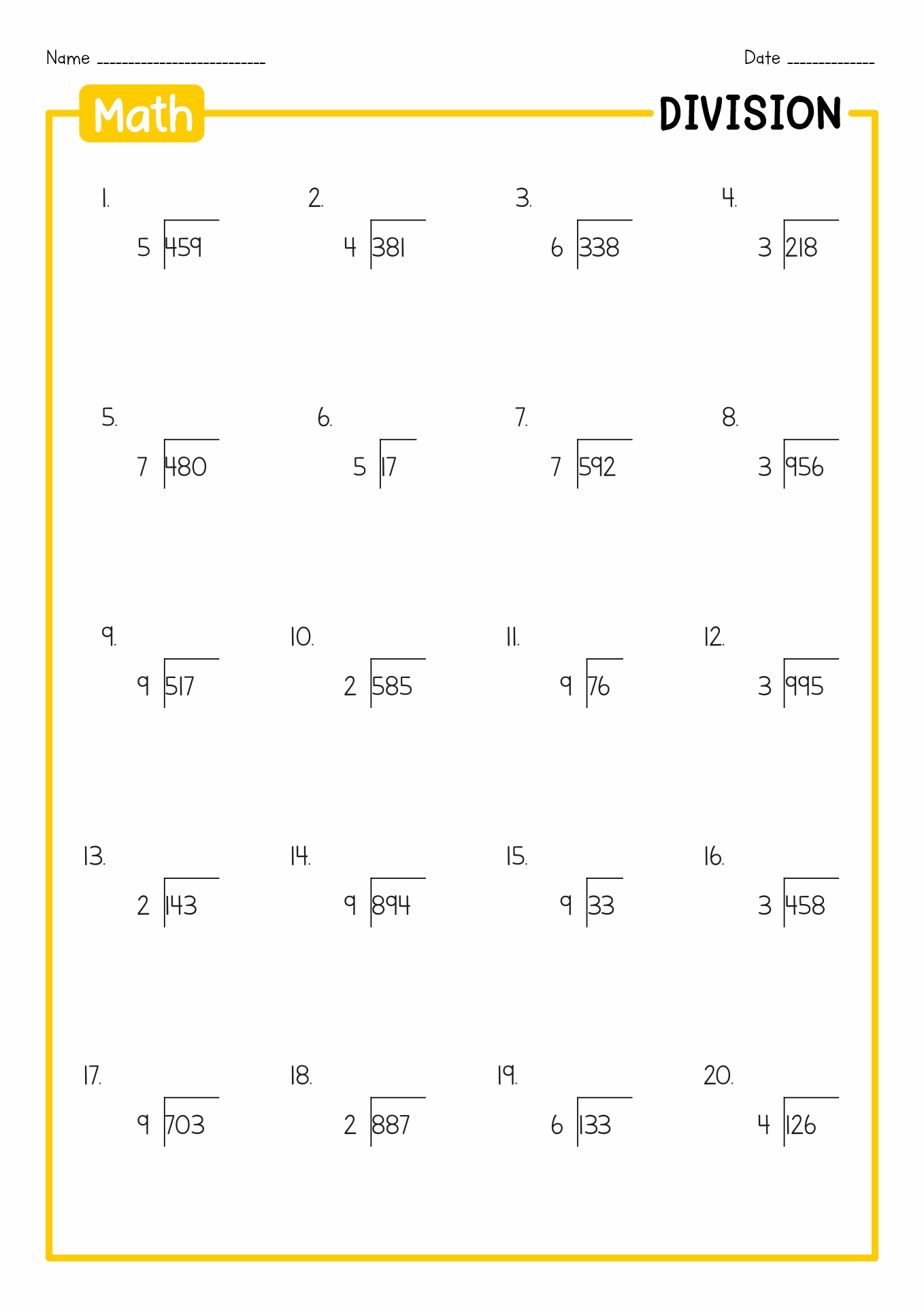 12 Best Images Of Fourth Grade Worksheets Division With Remainder